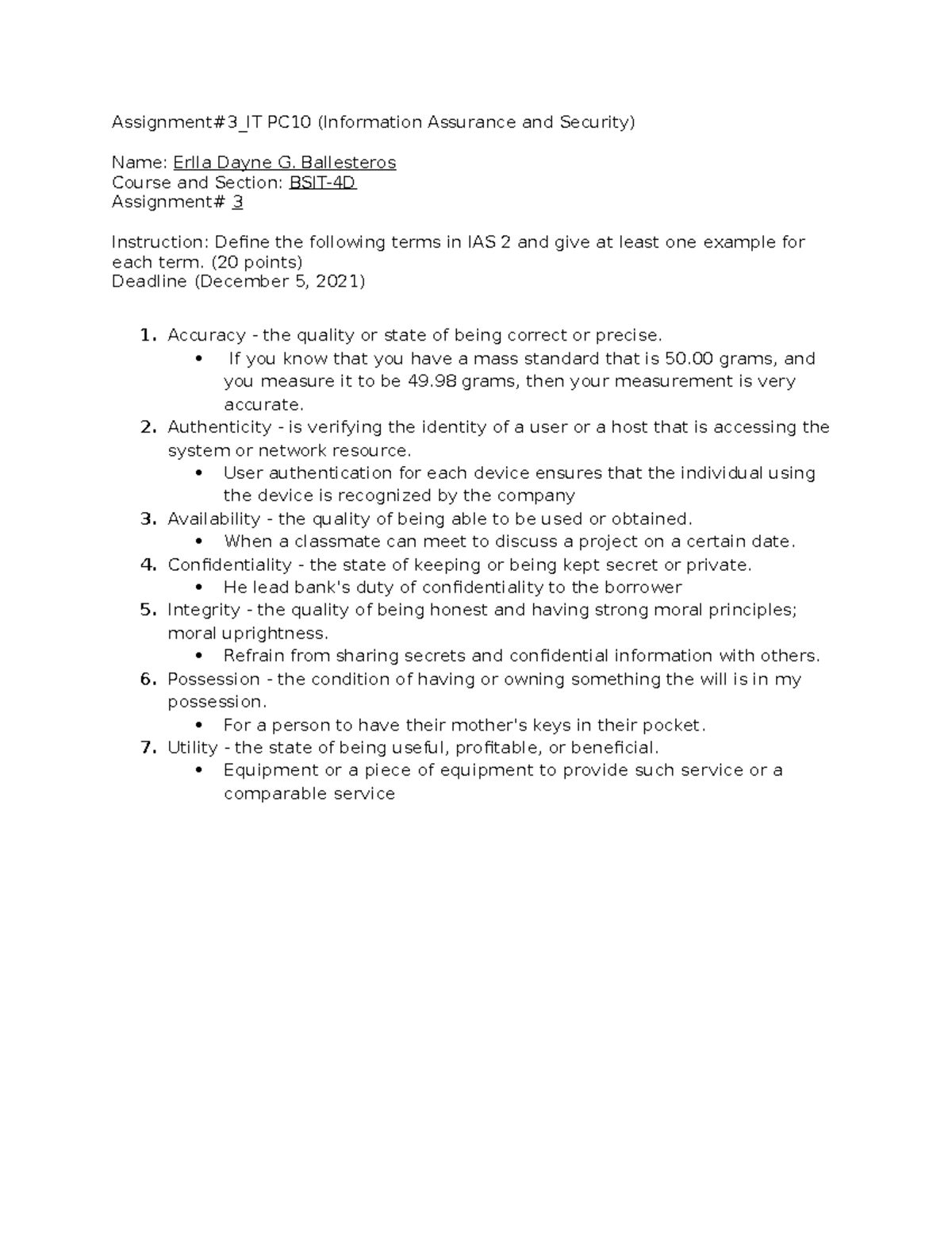 Assignment 3 - Assignment#3_IT PC10 (Information Assurance and Security ...