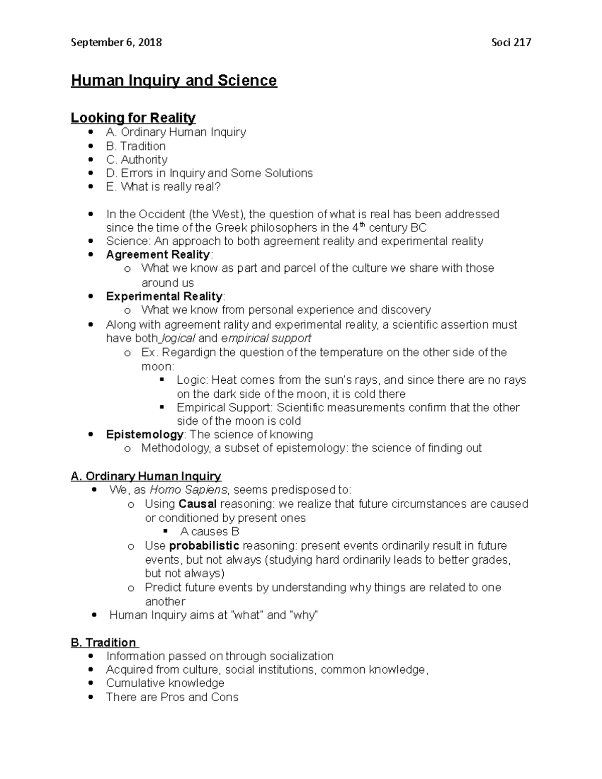 Soci 217 Human Inquiry and Science - Ordinary Human Inquiry B ...