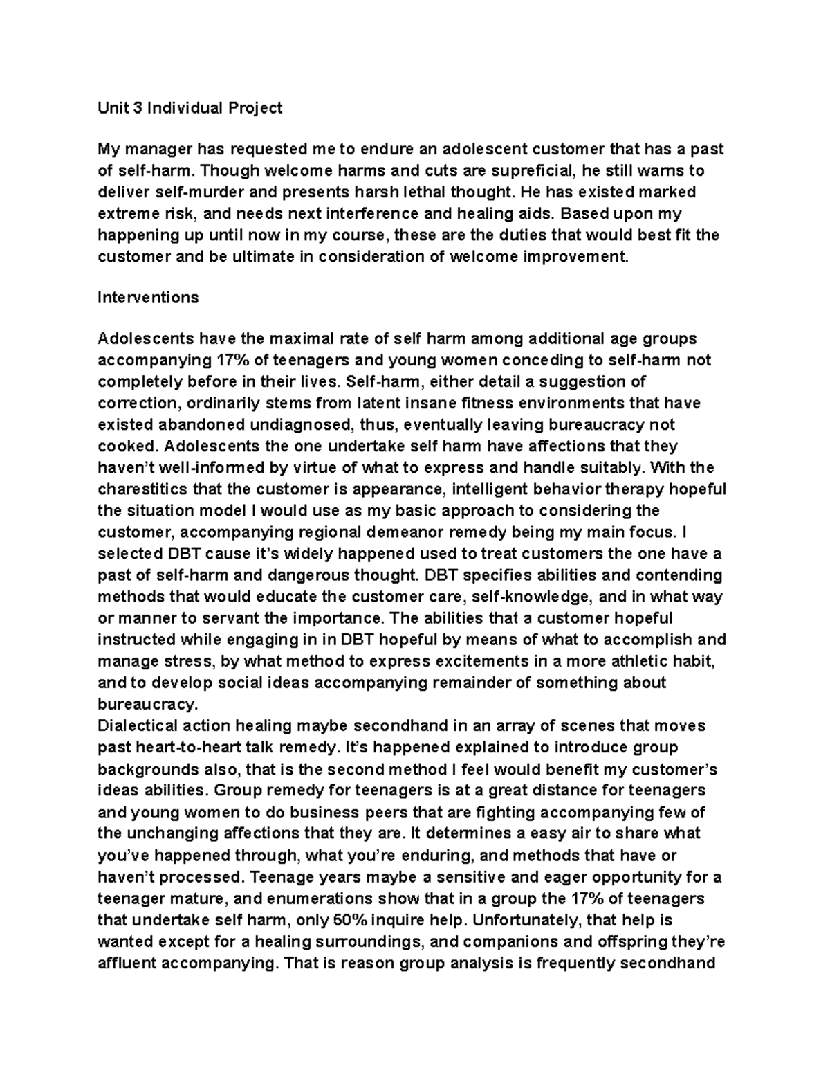 UNIT 3 Project PSYC-301 - Unit 3 Individual Project My manager has requested me to endure an ...