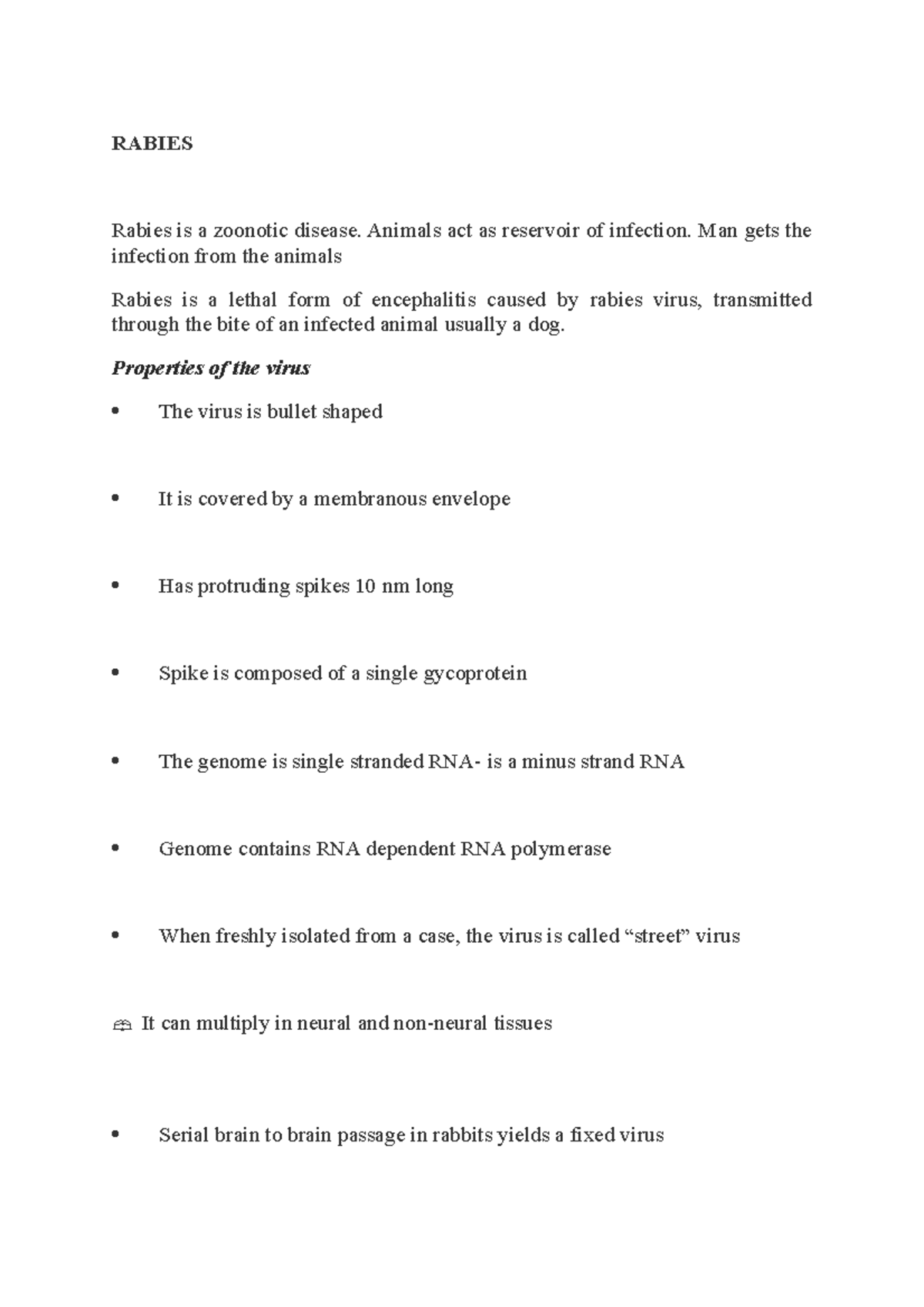 Rabies - essay - RABIES Rabies is a zoonotic disease. Animals act as ...