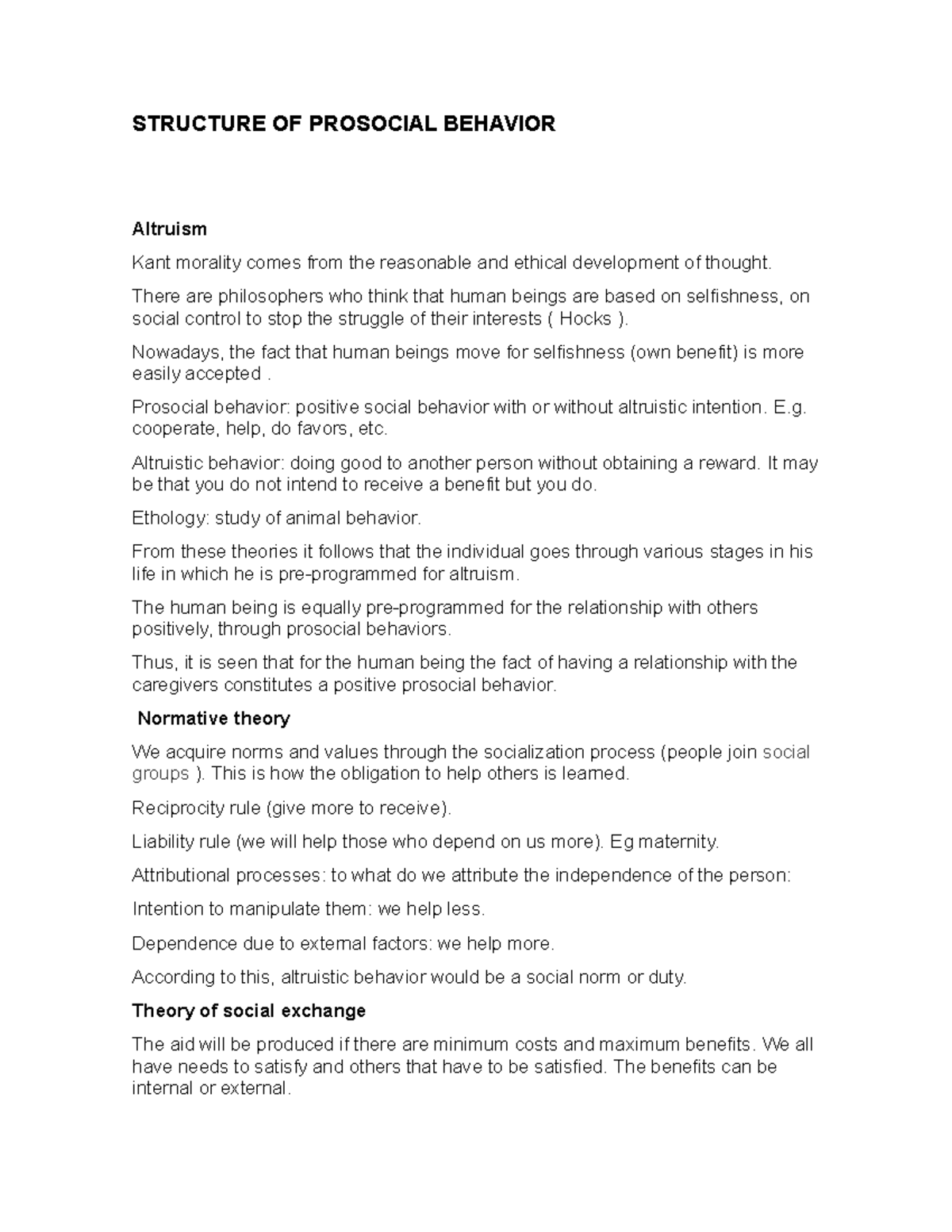 Structure of prosocial behavior - STRUCTURE OF PROSOCIAL BEHAVIOR ...