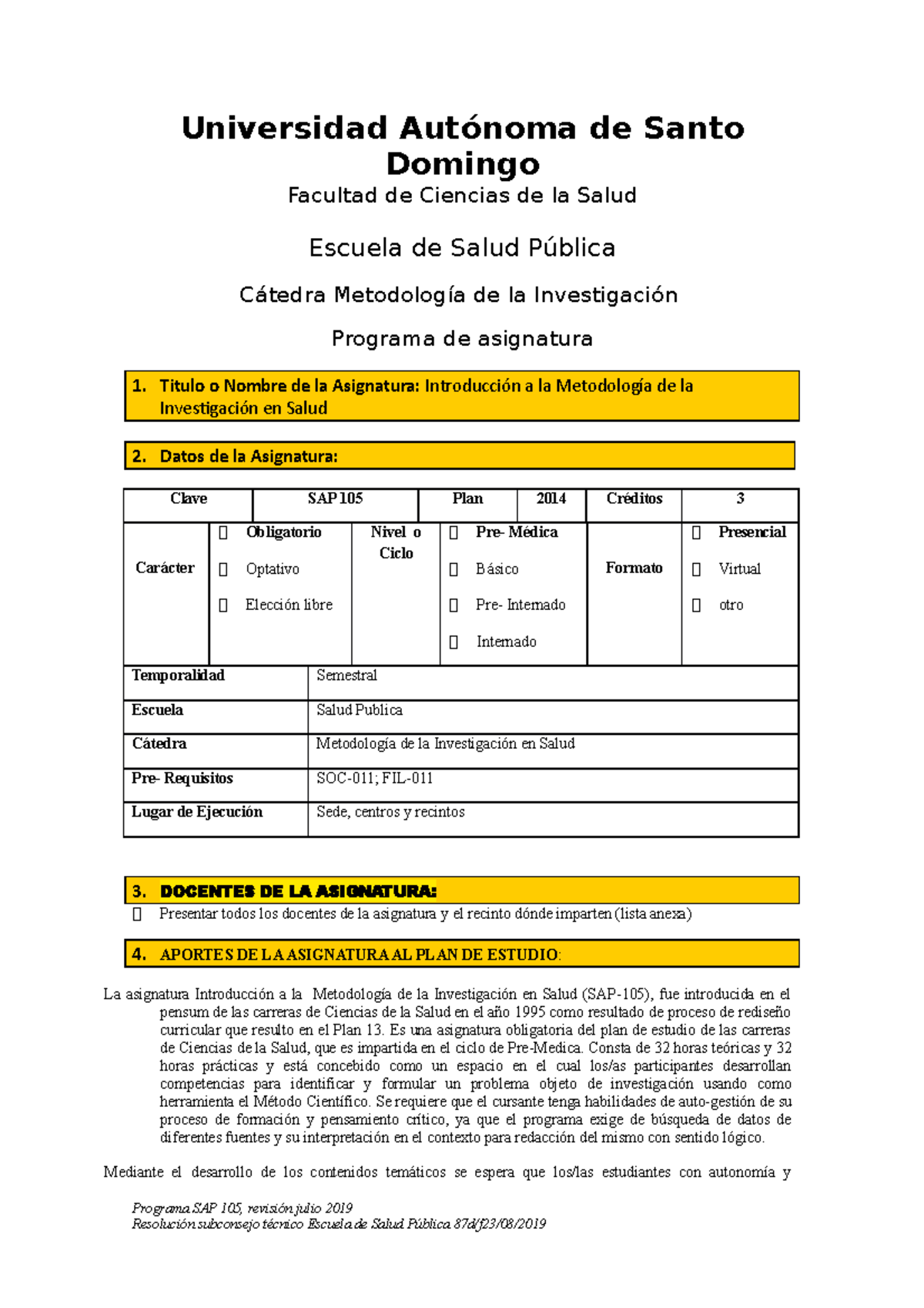 Programa SAP 105 Revisado Agosto 2019 (2) (1) - Universidad Autónoma de ...
