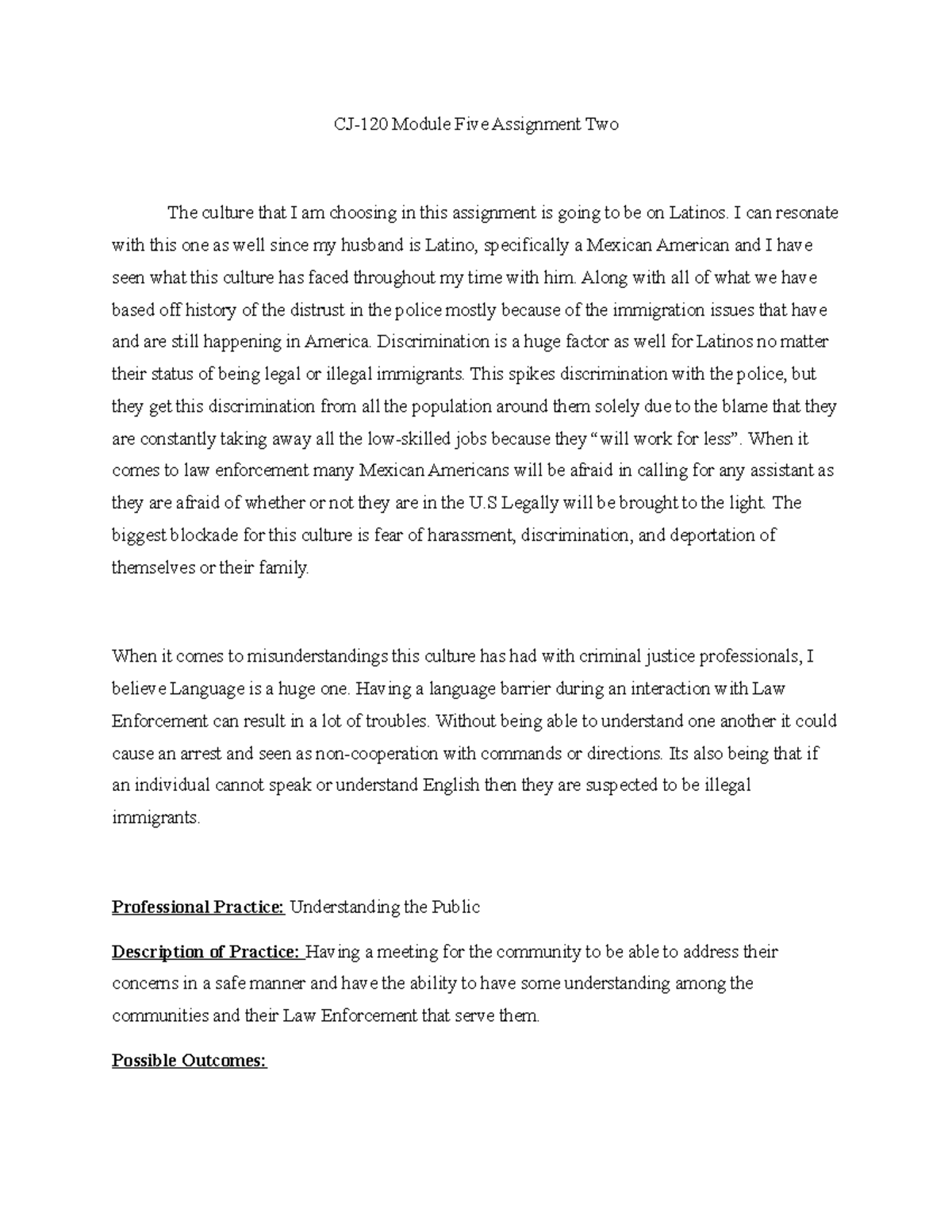 CJ 140 Module Two Practice Activity - CJ-120 Module Five Assignment Two ...