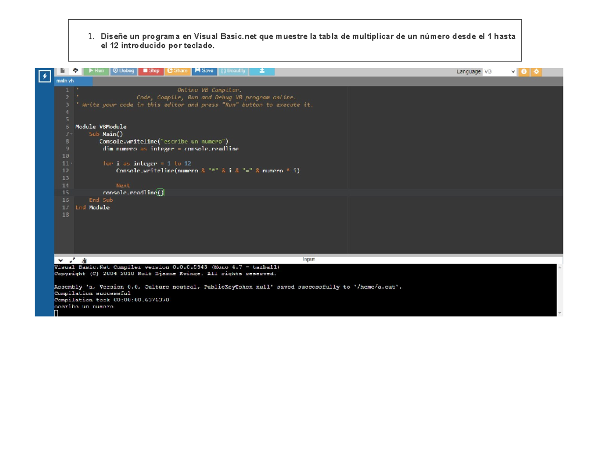Tarea n°4 - visual basic. net - Diseñe un programa en Visual Basic que ...