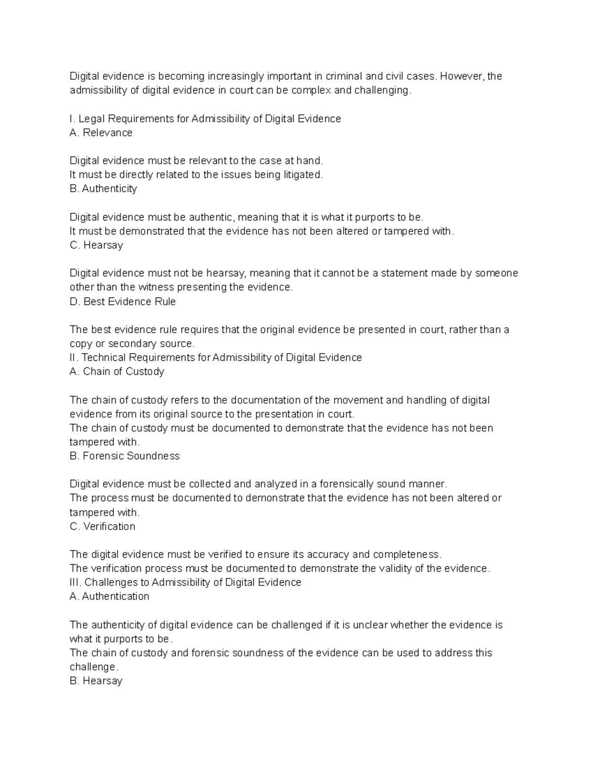 Admissibility of Digital Evidence in Court Notes - Digital evidence is ...