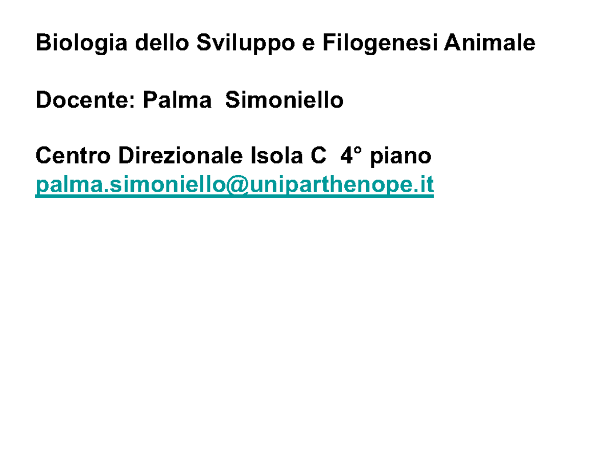 Processo della Gametogenesi - Biologia dello Sviluppo e Filogenesi ...
