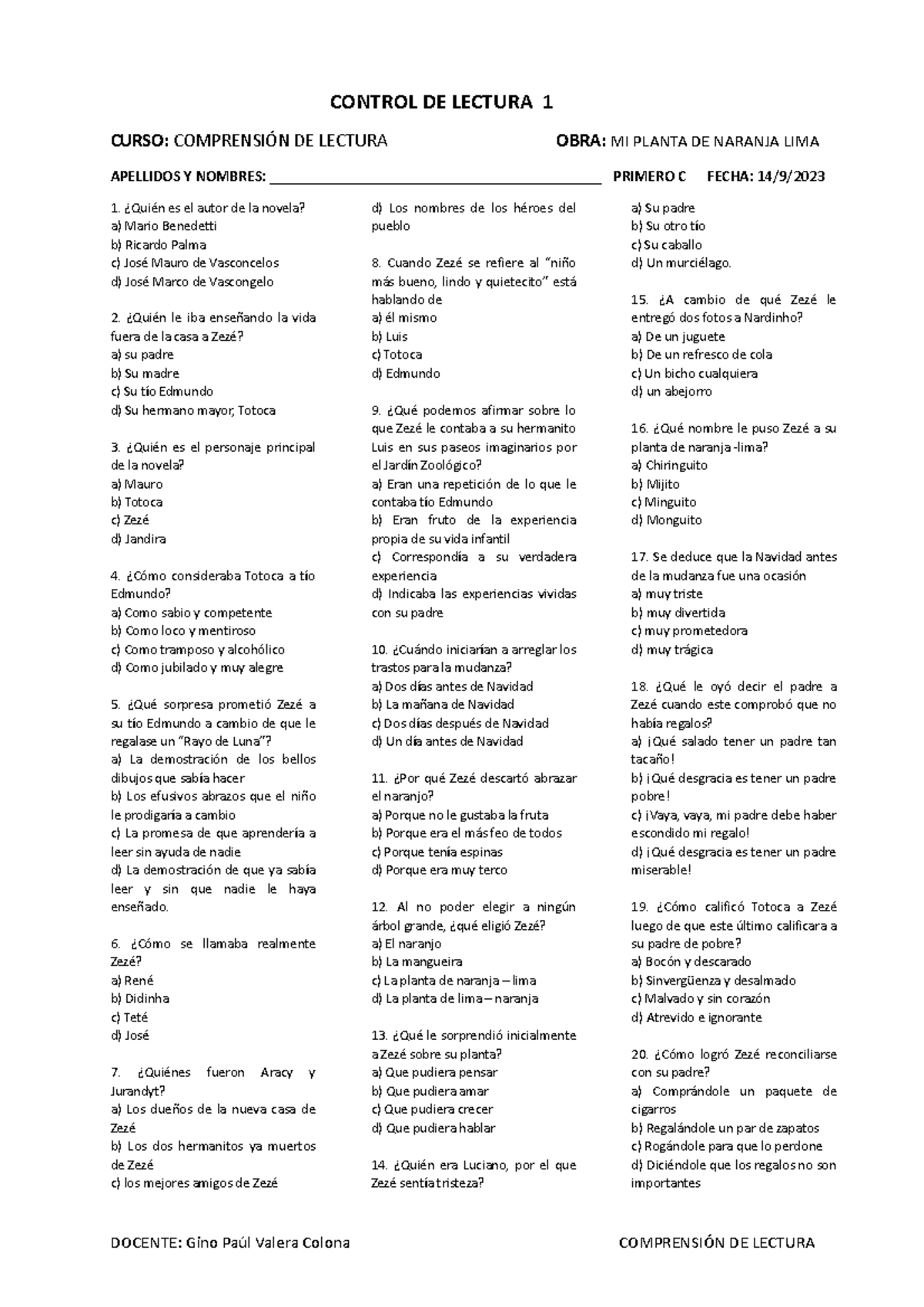 Control 1 1S - apuntes - CONTROL DE LECTURA 1 CURSO: COMPRENSIÓN DE ...