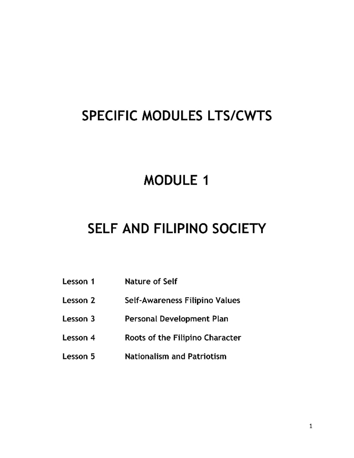 Module 1-SELF-AND- Filipino- Society - Understanding the Self - Studocu