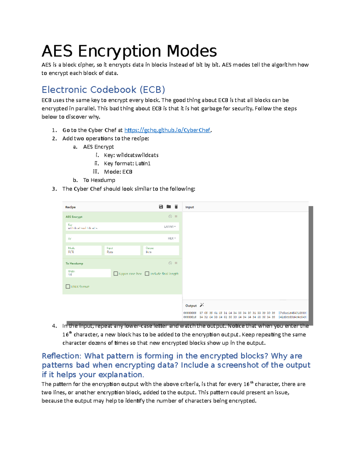 AES Encryption Modes - Unit Notes. Took course with Professor ...