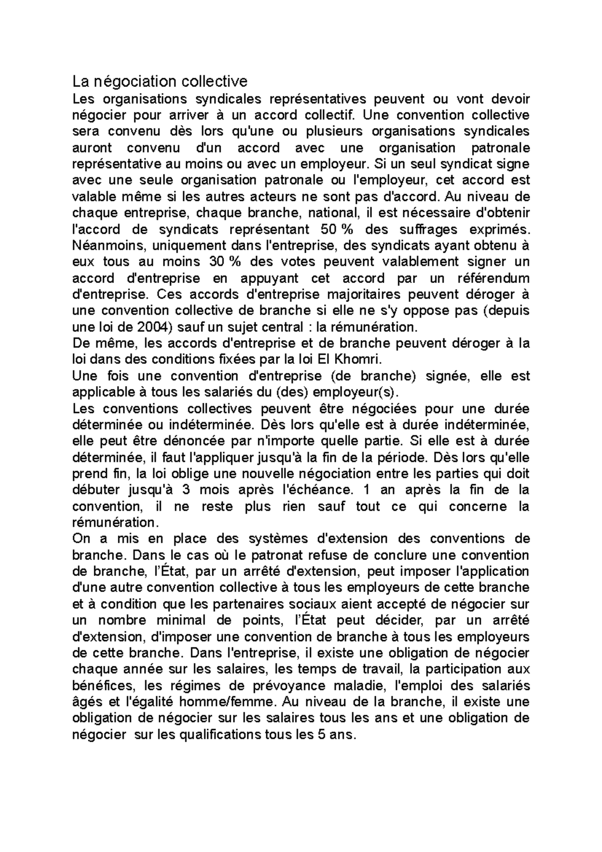 La négociation collective - La négociation collective Les organisations ...