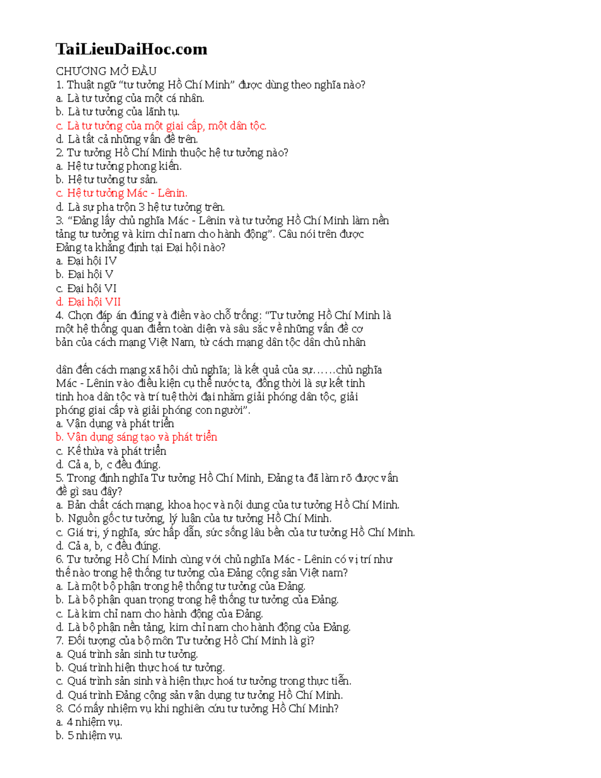 Document tailieudaihoc - TaiLieuDaiHoc CH NG M Đ UƯƠ Ở Ầ Thu t ng “t t ng H Chí Minh” đ c dùng ...