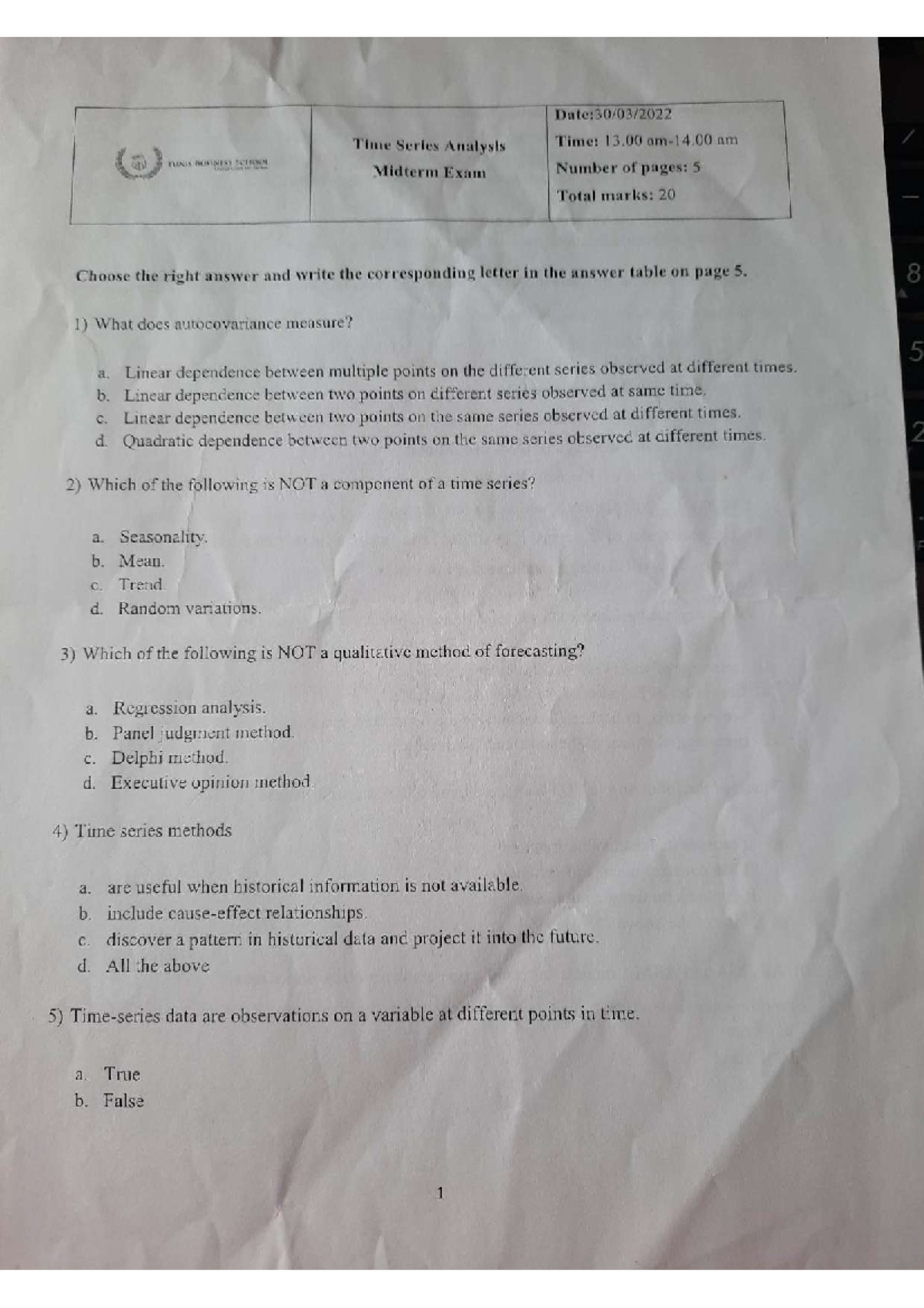Midterm Tsa 2022 Good Time Series Analysis Studocu