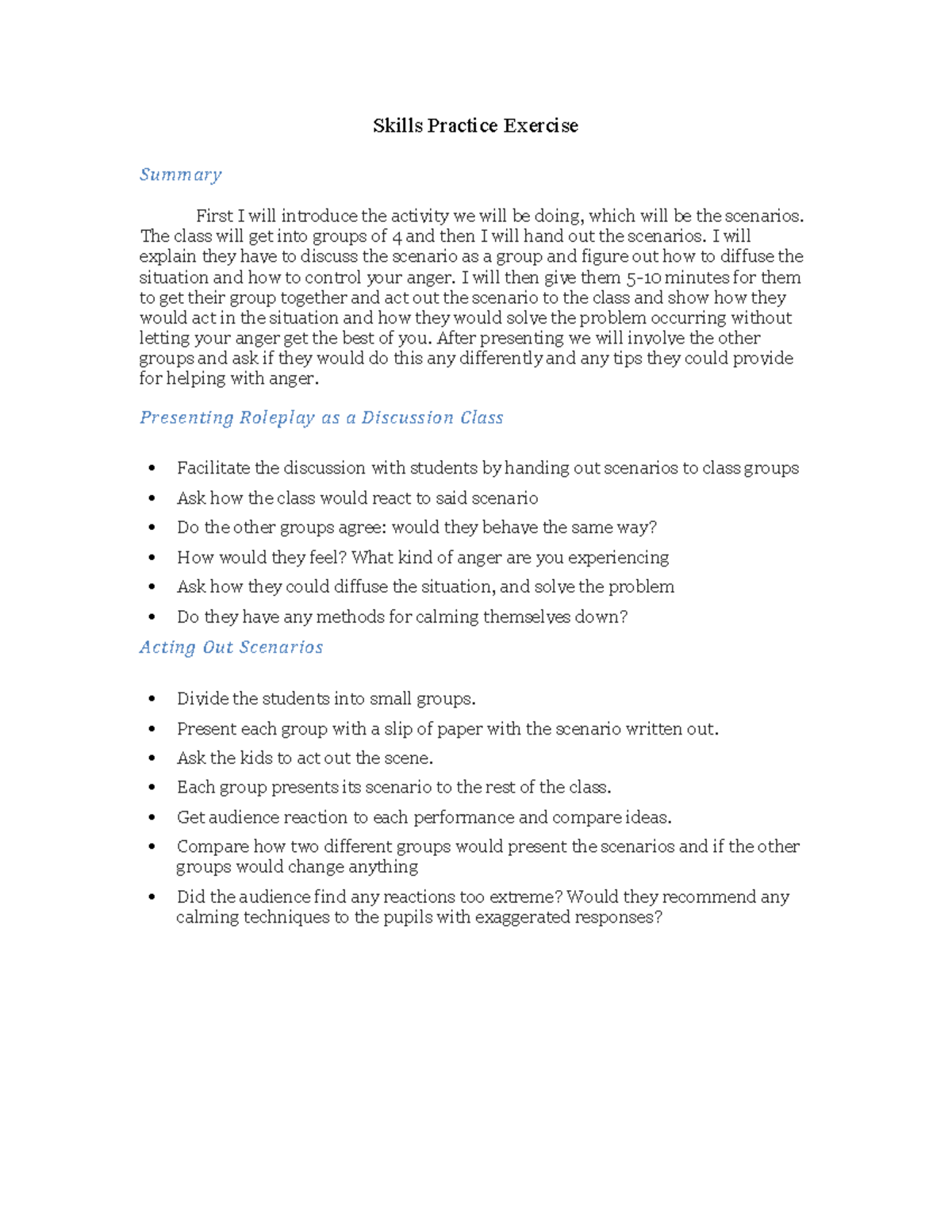 Skills Practice Exercise 2 - Skills Practice Exercise Summary First I ...