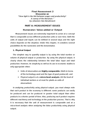 Final Assessment 3 - Measurement issues: Labor input - Final Assessment ...
