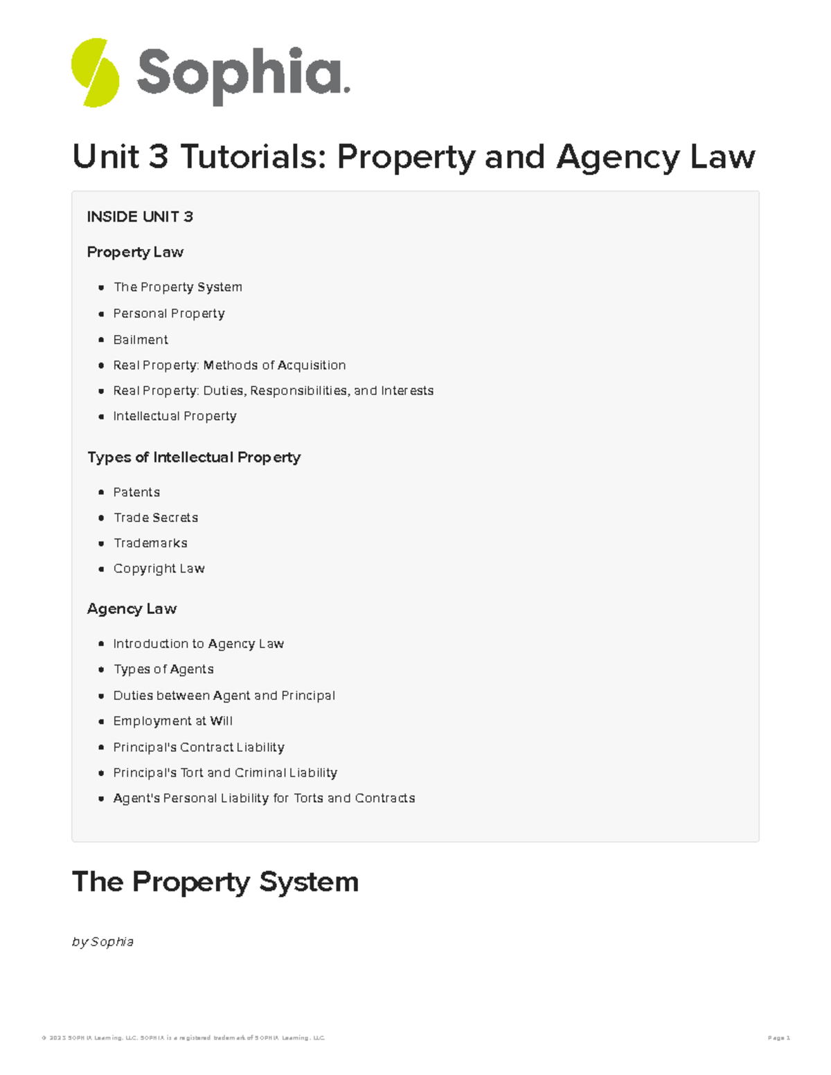 Unit 3 tutorials property and agency law - Unit 3 Tutorials: Property ...