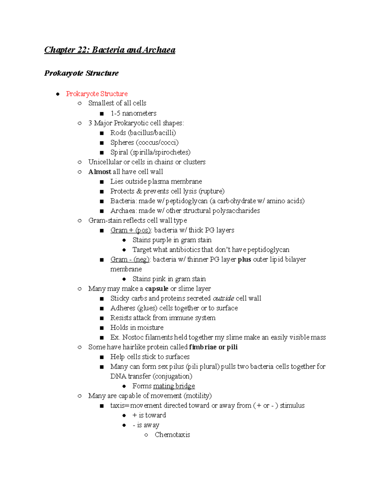 Biology 112 Ch. 22 Lecture Notes - Chapter 22: Bacteria and Archaea ...