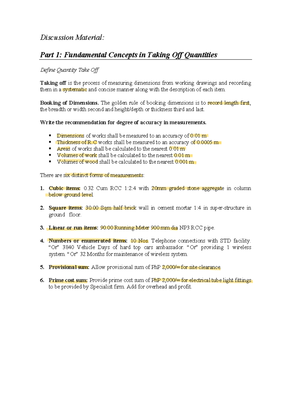 Fundamentals+in+Taking+Off+Quantity - Discussion Material: Part 1 ...