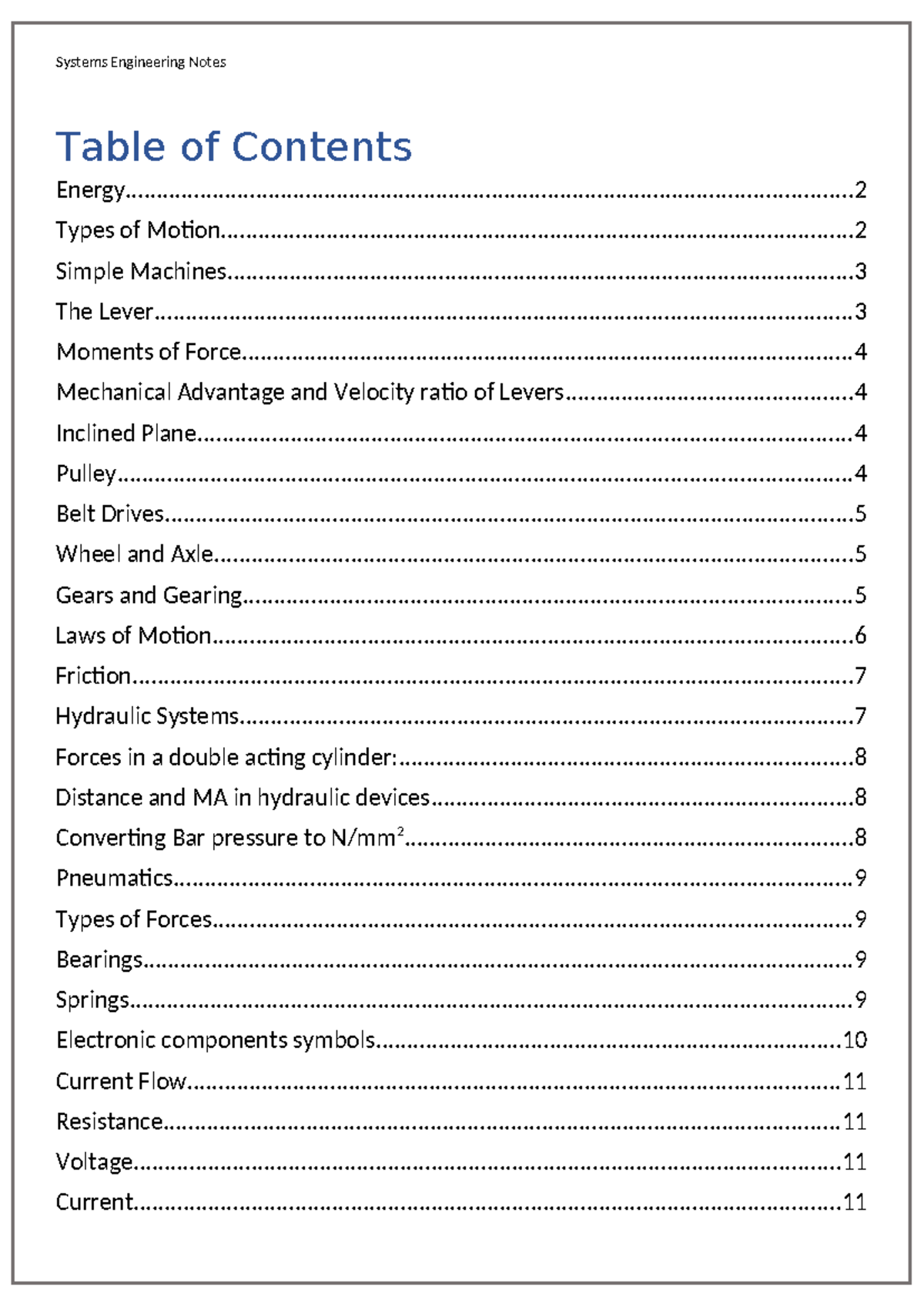 System Engineering Notes - Table of Contents - Studocu