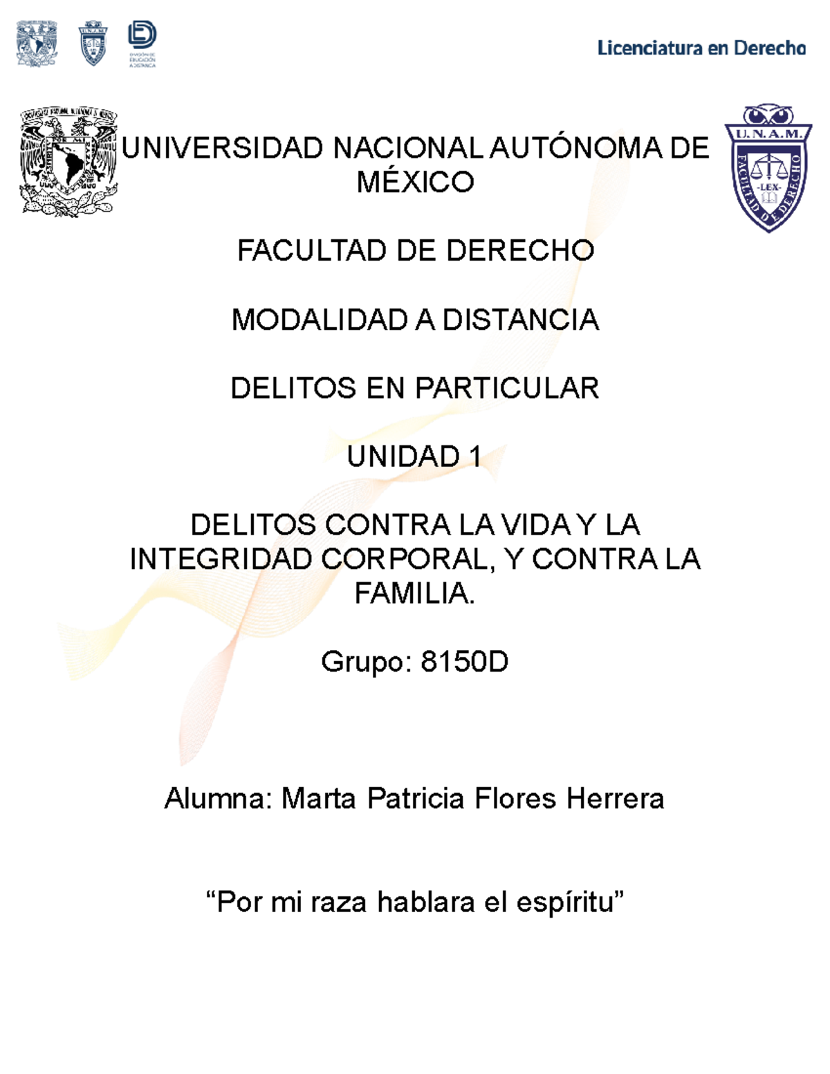 Floresm A2U1 DEL PART - materia; delitos en particular delitos contra ...