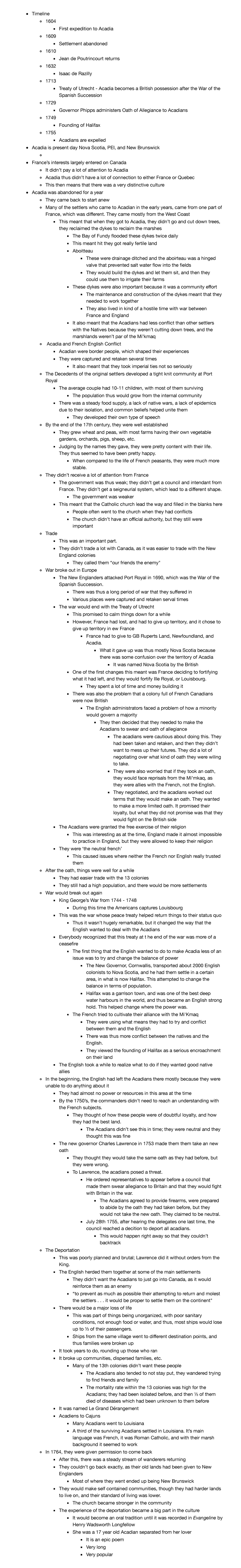 5Acadia Timeline - Lecture notes 5 - Timeline 1604 First expedition to ...