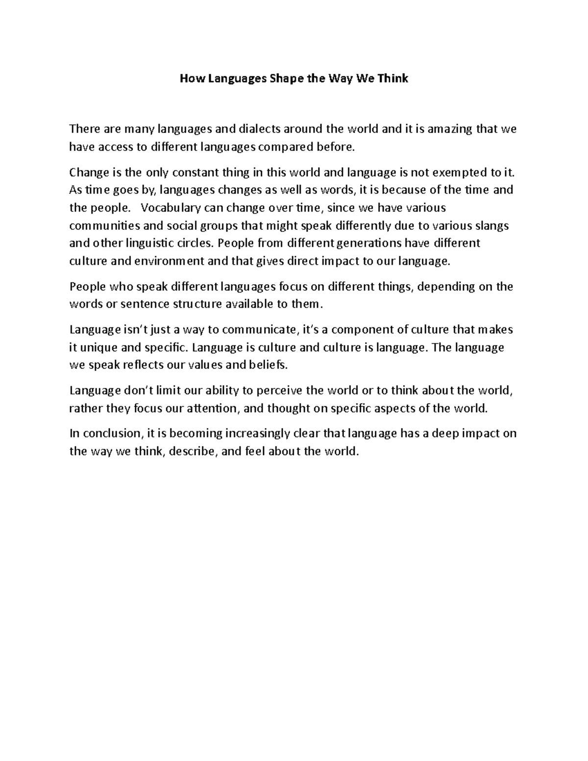 How Languages Shape the Way We Think - Change is the only constant ...