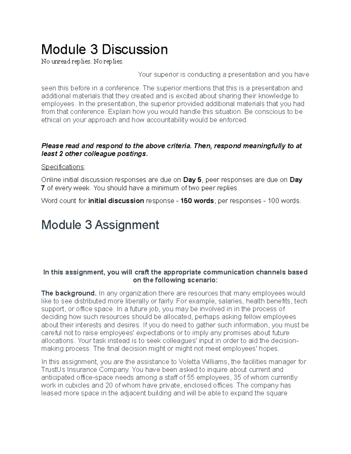 Module 3 Discussion for Effective Information Channels Build Up ...
