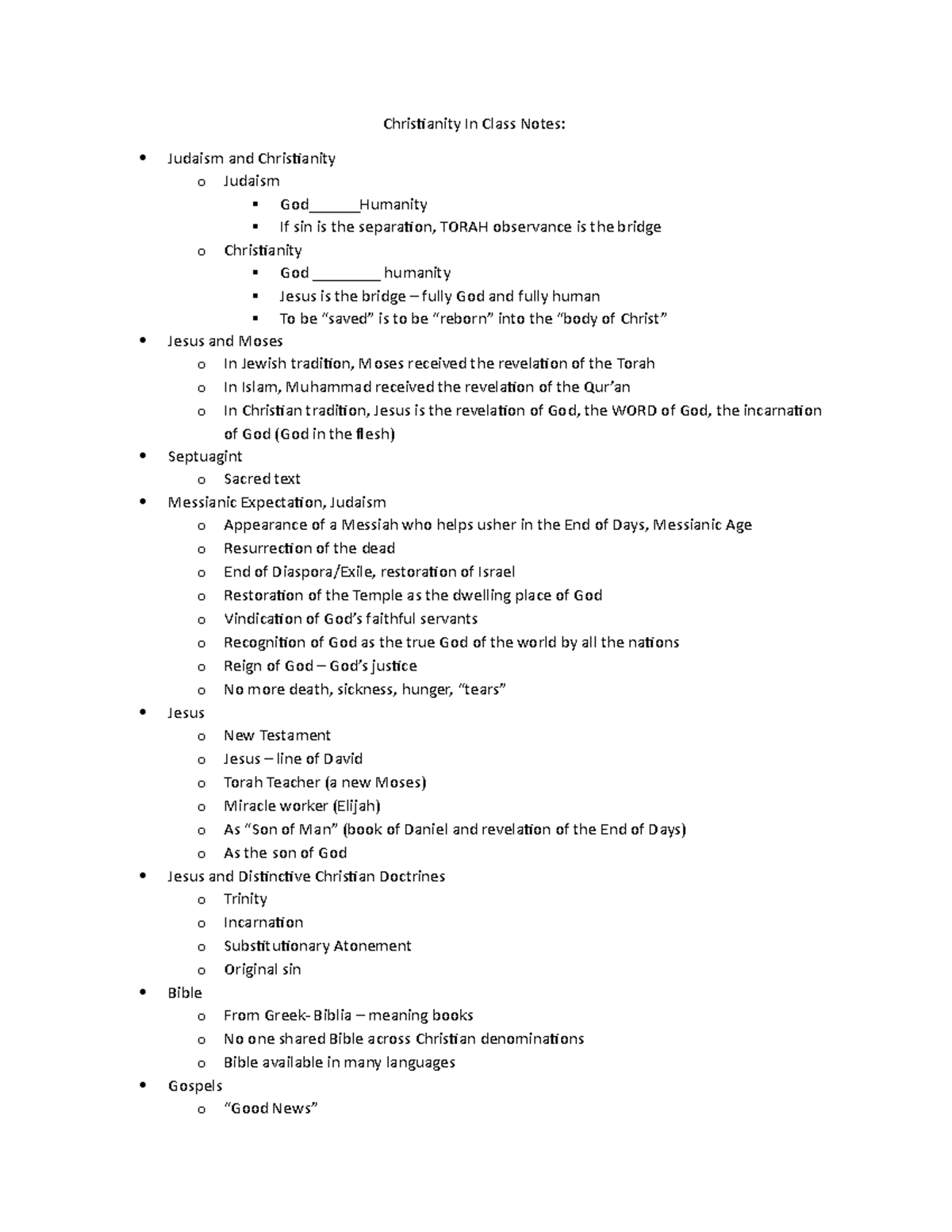 Christianity - James Ward - Christianity In Class Notes: Judaism and ...
