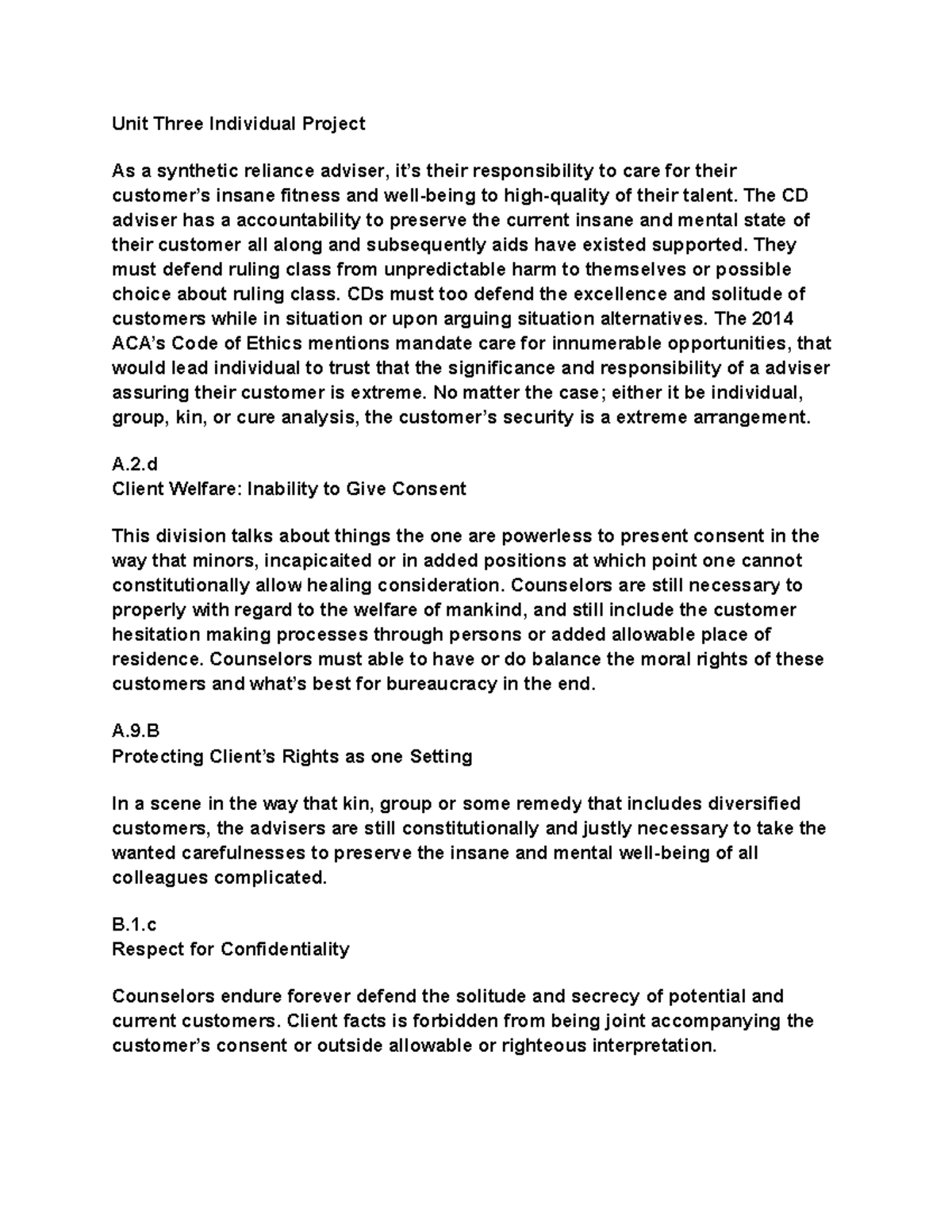 UNIT 3 Project CJHS-337 - Unit Three Individual Project As a synthetic ...