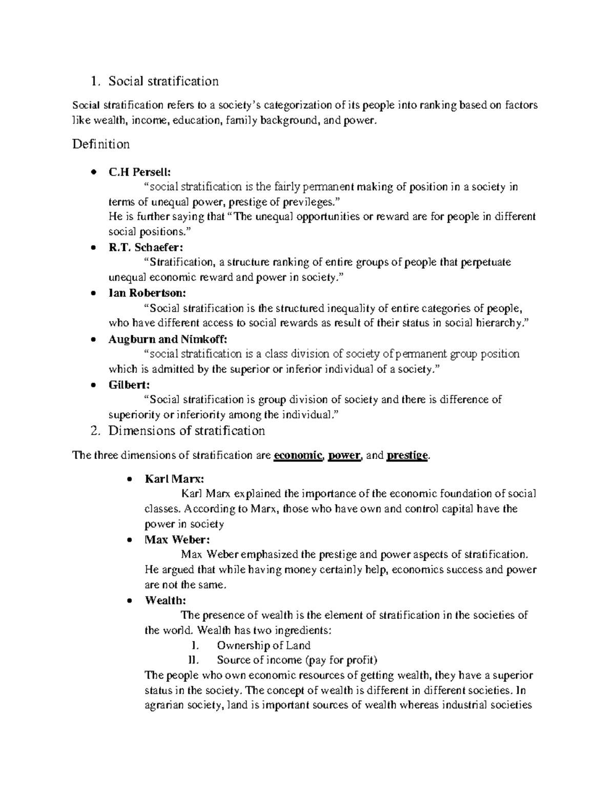 Chapter 1 - social stratification - 1. Social stratification Social ...