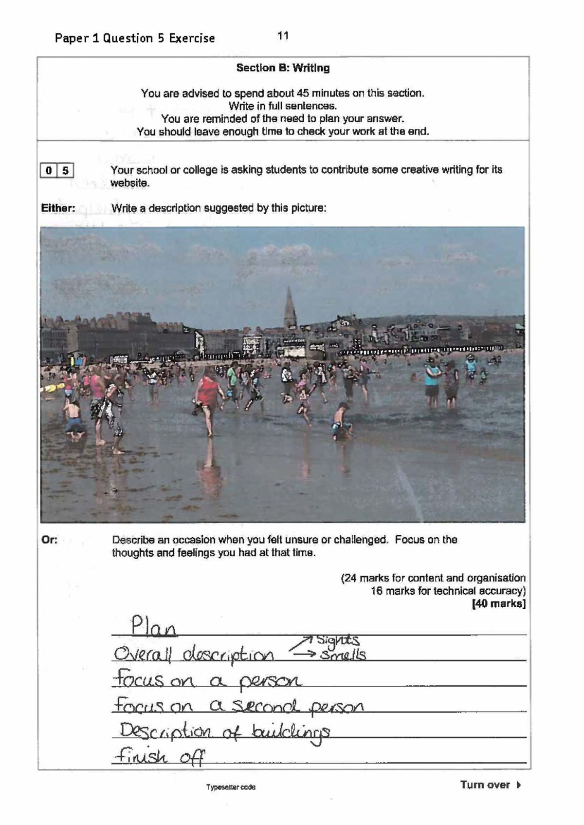 Paper 1 Q5(Scotts Example) - I o IJ;_I Either: Or: Section 8: Writing ...