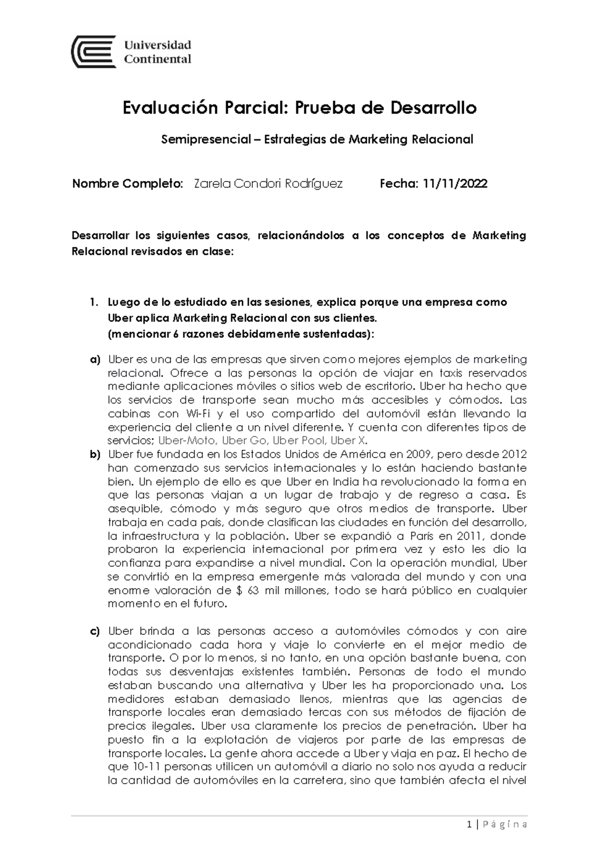 Evaluación Parcial MR Condori Zarela - Evaluación Parcial: Prueba de Desarrollo Semipresencial ...