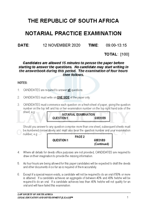 Notes from Study Guide - NOTARIALPRACTICE – LPL- STU 1 – NOTARIAL ...