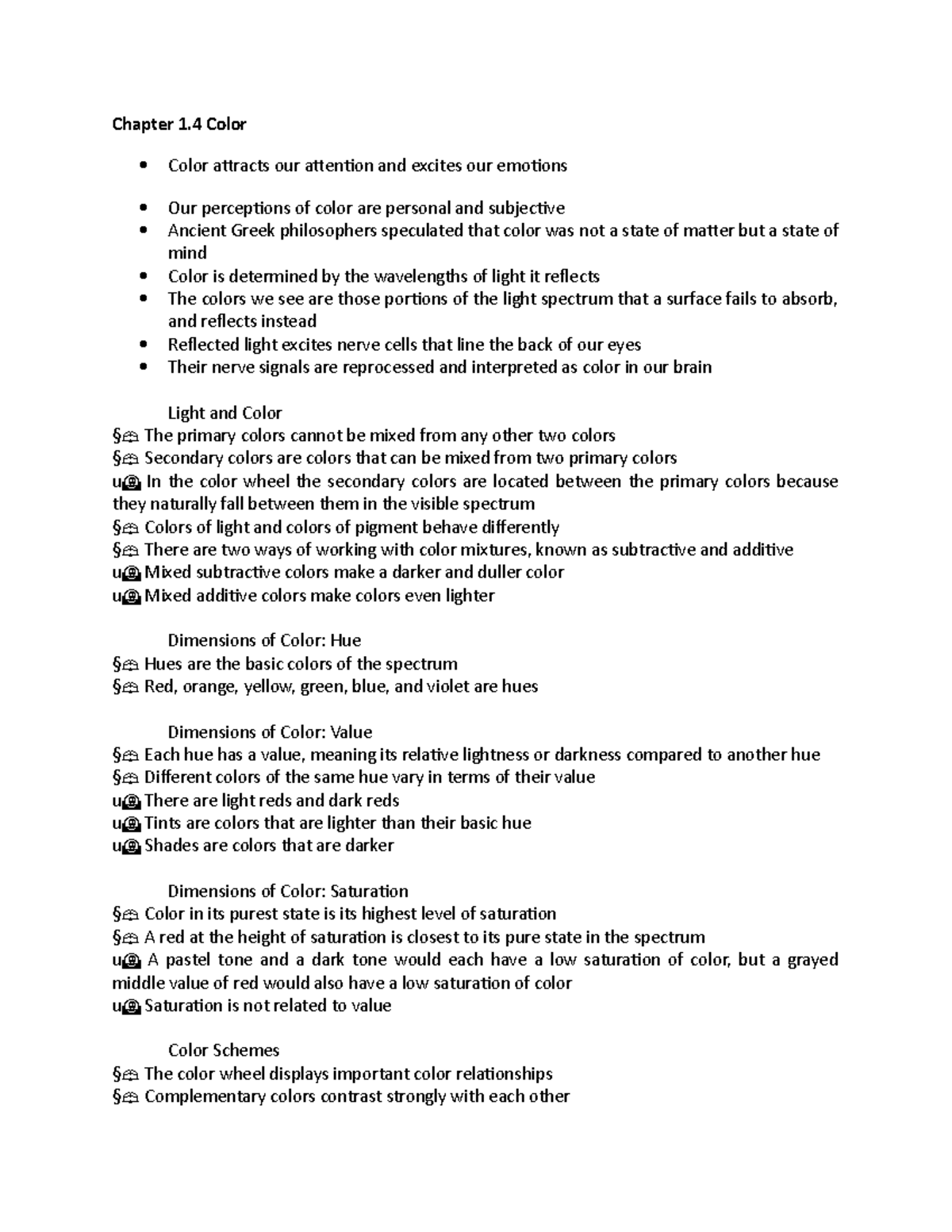 Chapter 1. color - bullet points - Chapter 1 Color Color attracts our ...