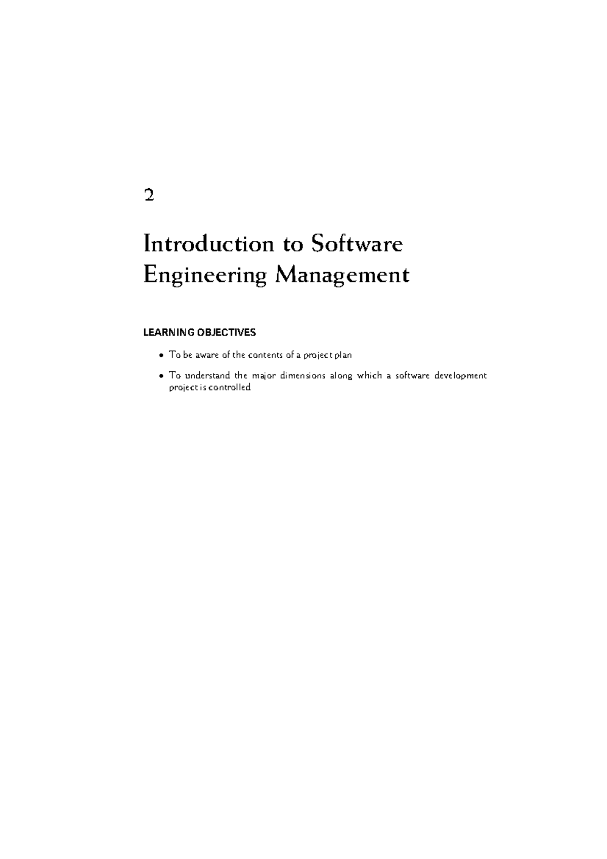Software Engineering Lecture Notes 2 Introduction To Software Engineering Management Learning