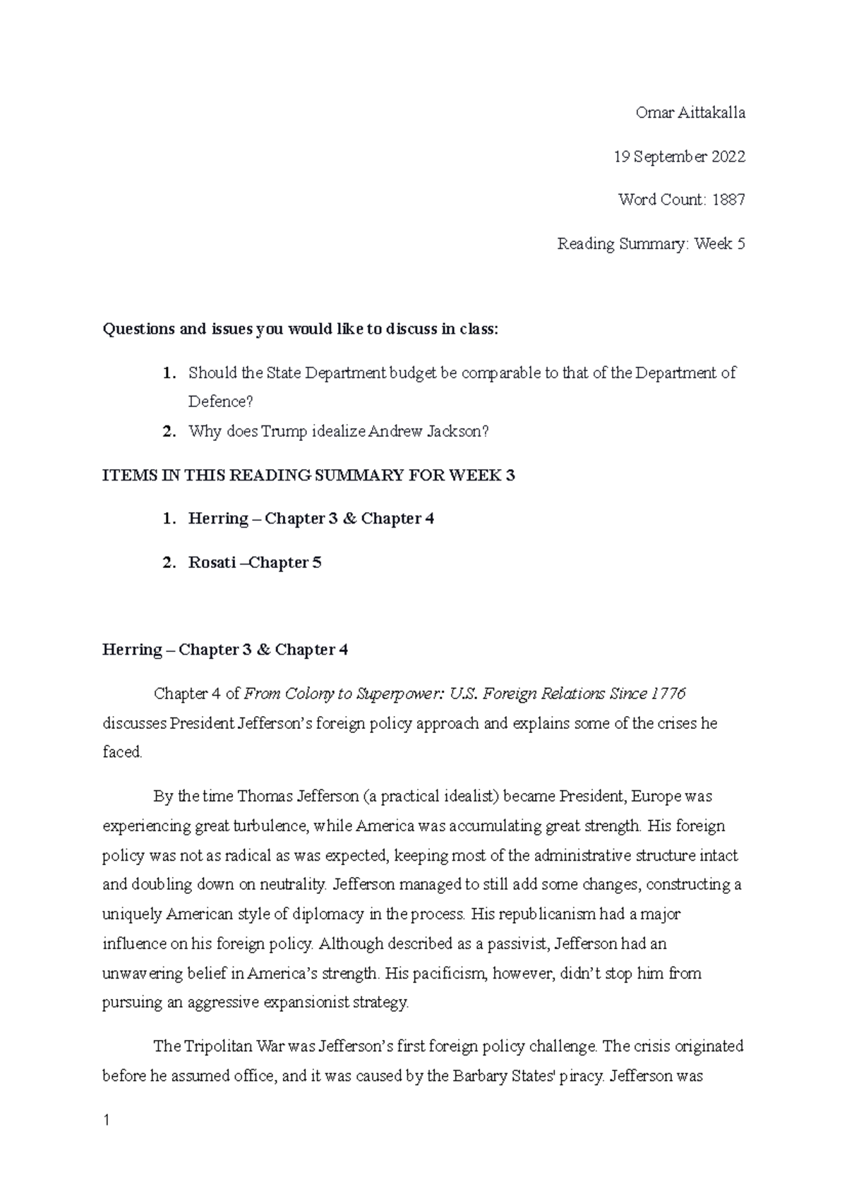 Reading Summary Week 5 Omar Aittakalla - Omar Aittakalla 19 September ...