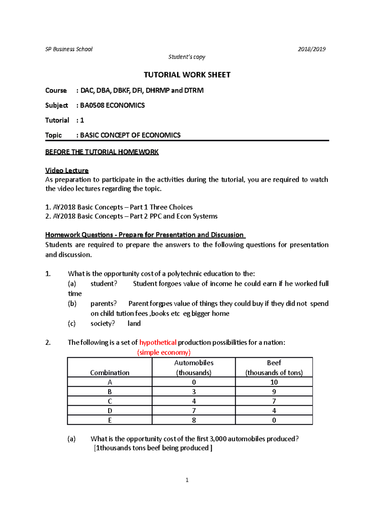Tutorial 1 Basic Concept 2018 .2019 (Student) - Student’s copy TUTORIAL ...