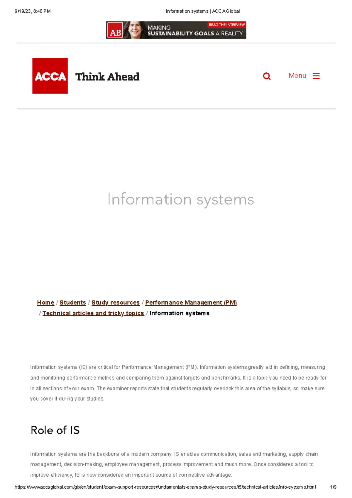 Information systems ACCA Global - ####### Home / Students / Study ...
