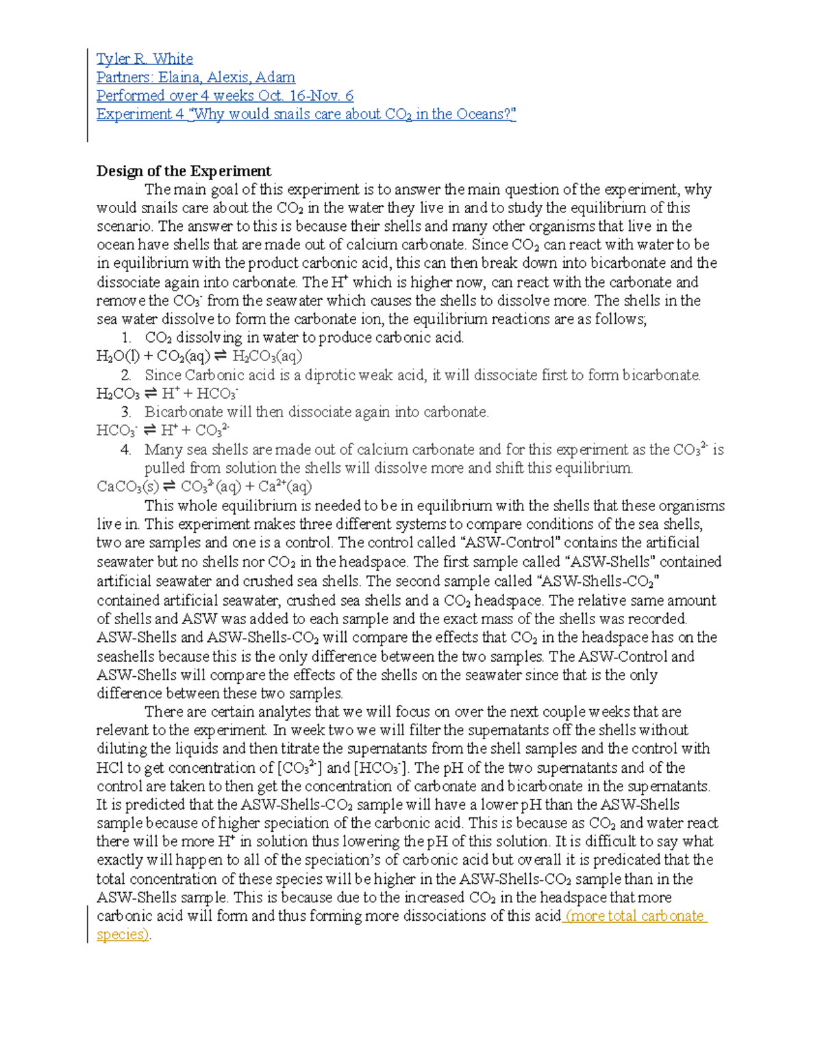 White Tyler-Report 4c - Lab report - Tyler R. White Partners: Elaina ...
