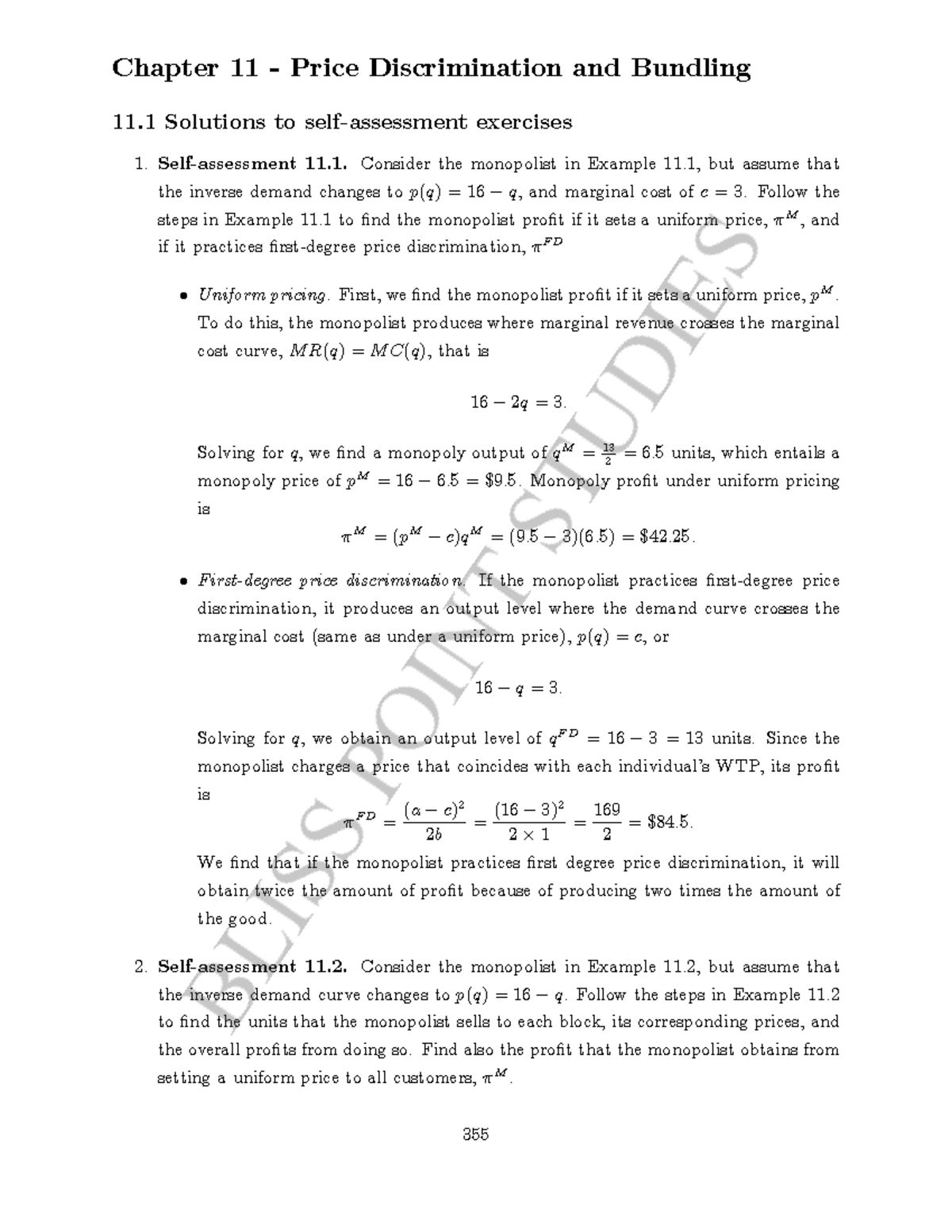 Unit -1, Monopoly, ch-11, solution - Chapter 11 - Price Discrimination and Bundling 11 Solutions ...