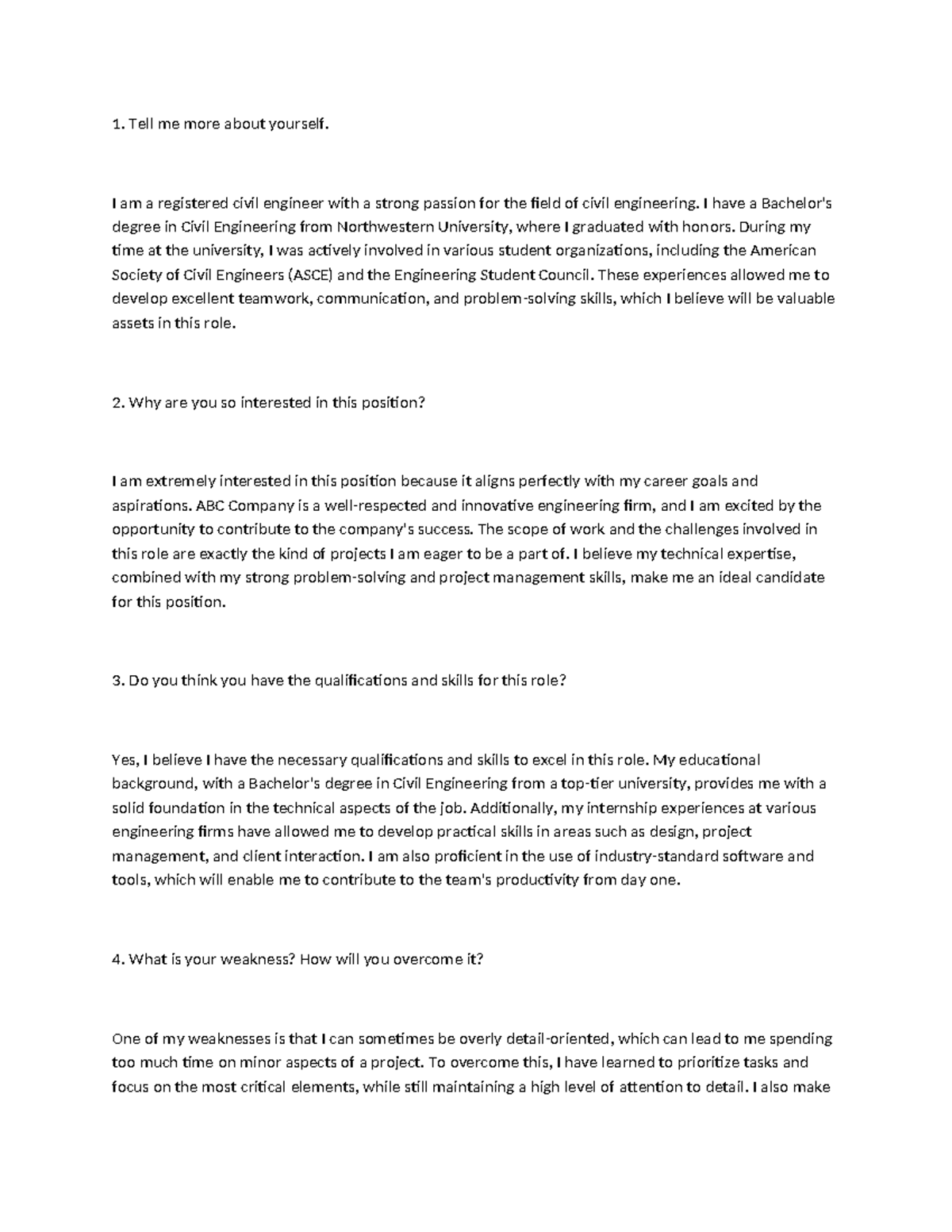 Interview(purcom) - script - Tell me more about yourself. I am a ...