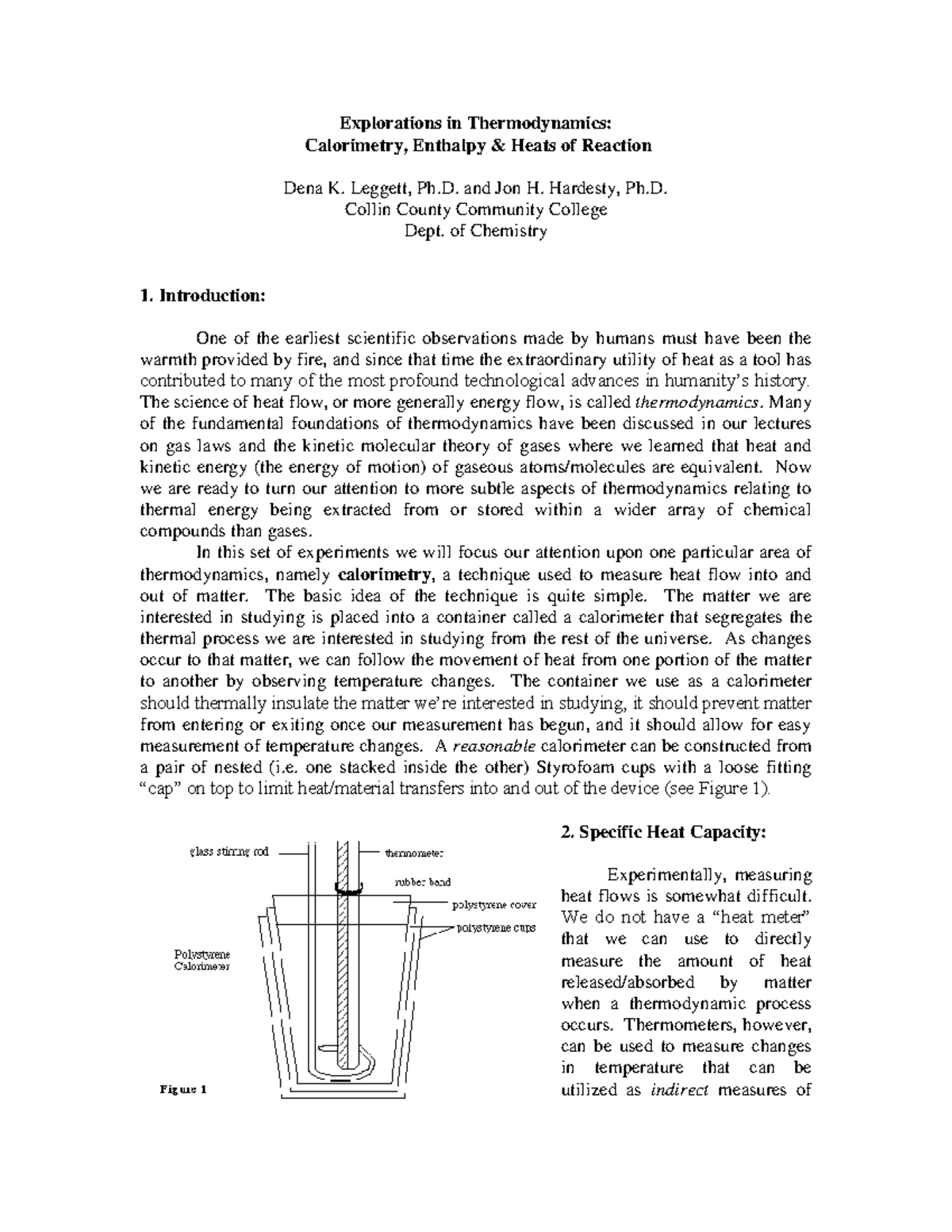 Calorimetry Lab FY09 - practice - Explorations in Thermodynamics ...