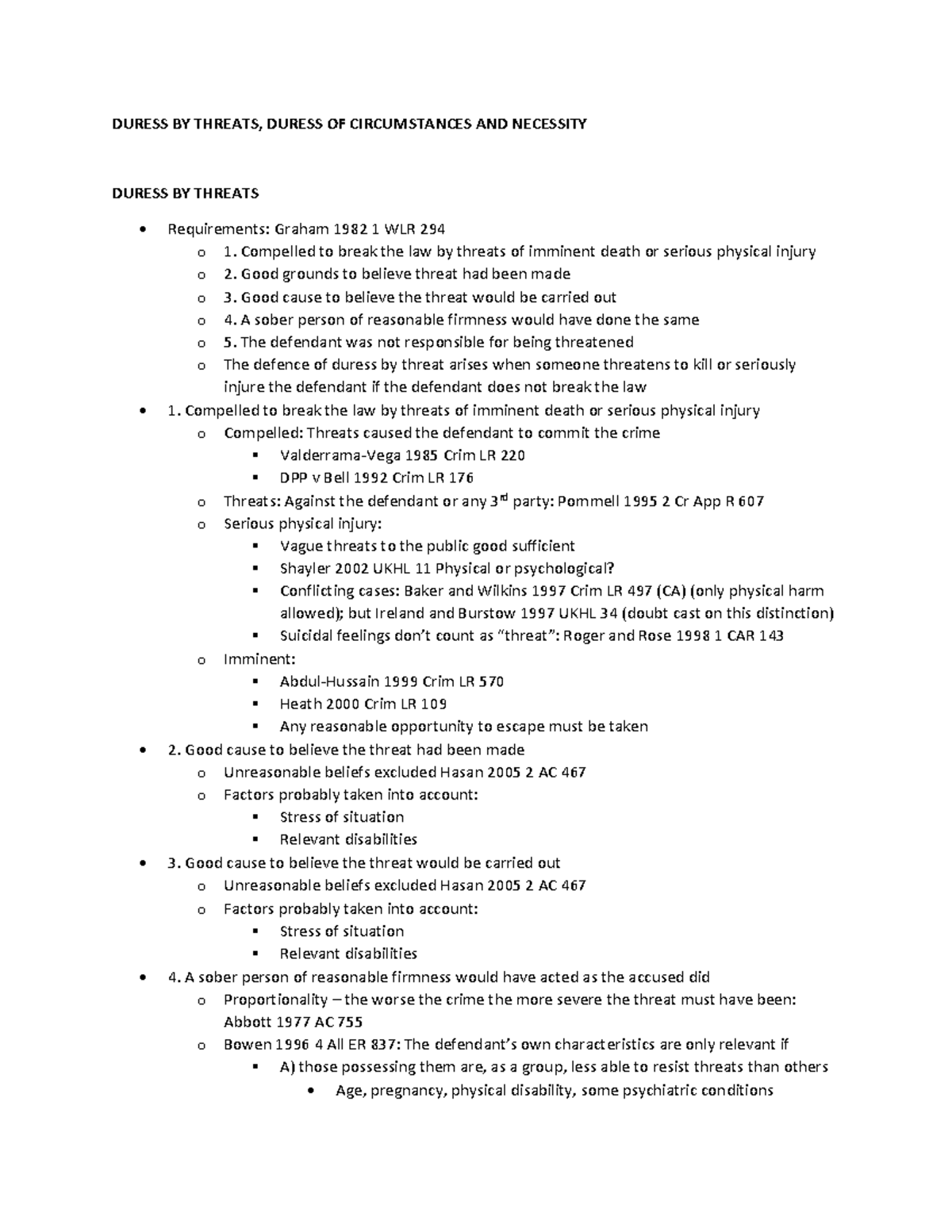 Duress - DURESS BY THREATS, DURESS OF CIRCUMSTANCES AND NECESSITY ...