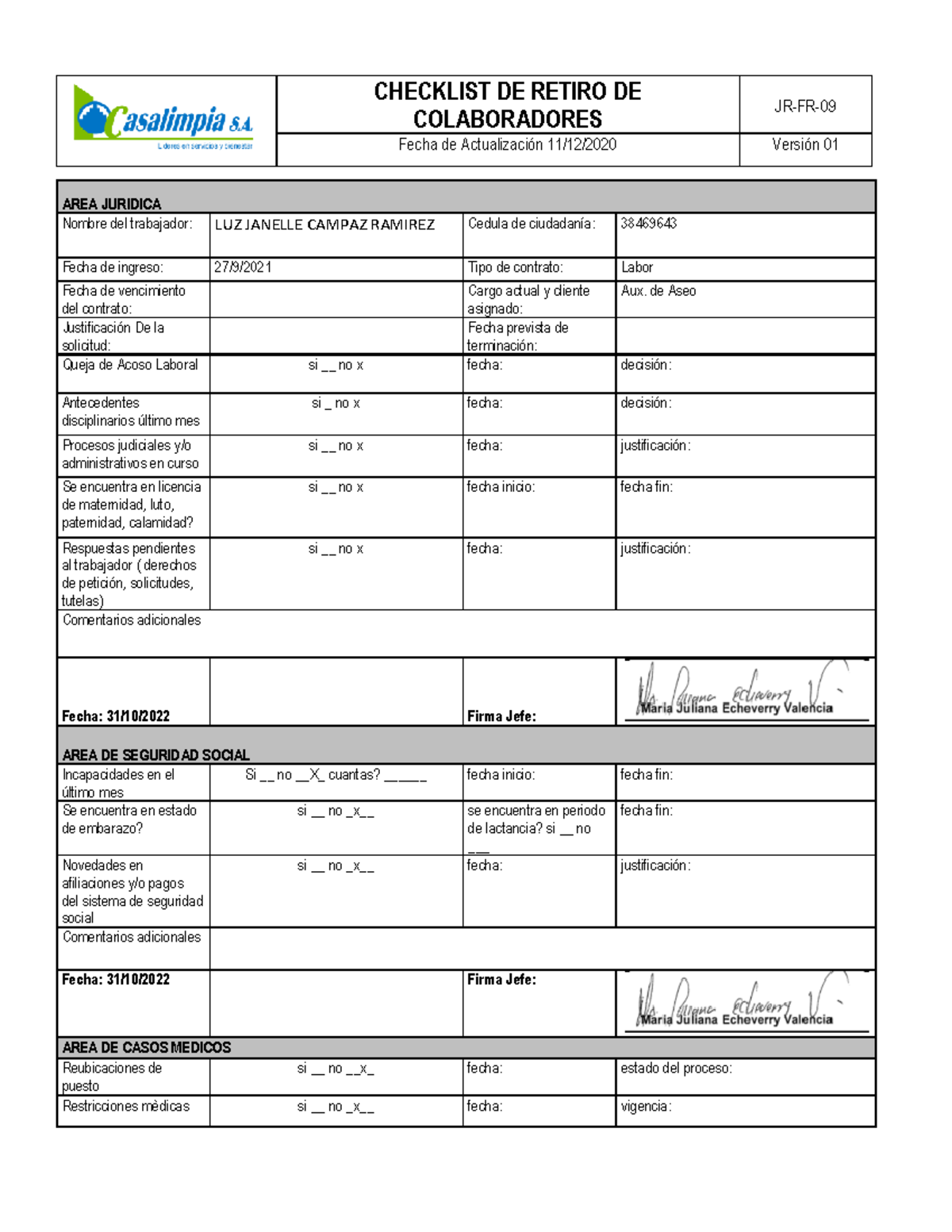Checklist - Firma - DHL - CHECKLIST DE RETIRO DE COLABORADORES JR-FR ...