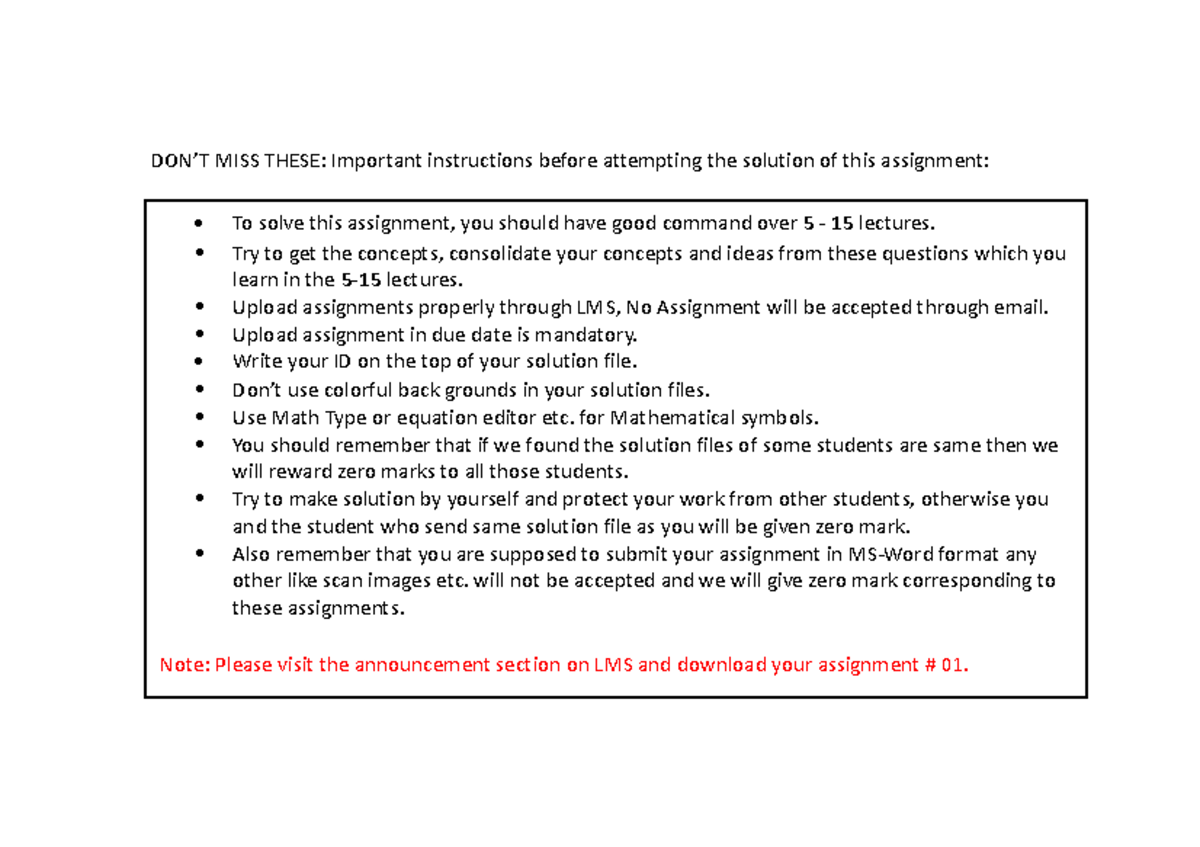 MTH302 assignment - DON’T MISS THESE: Important instructions before attempting the solution of ...