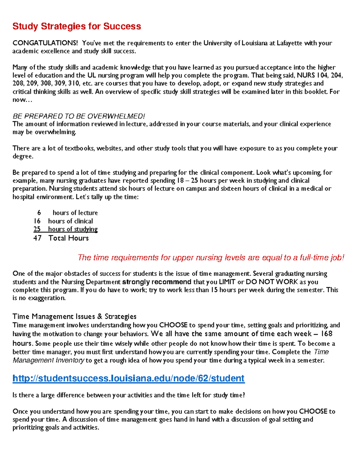 Study Strategies for Success - 1 Study Strategies for Success ...