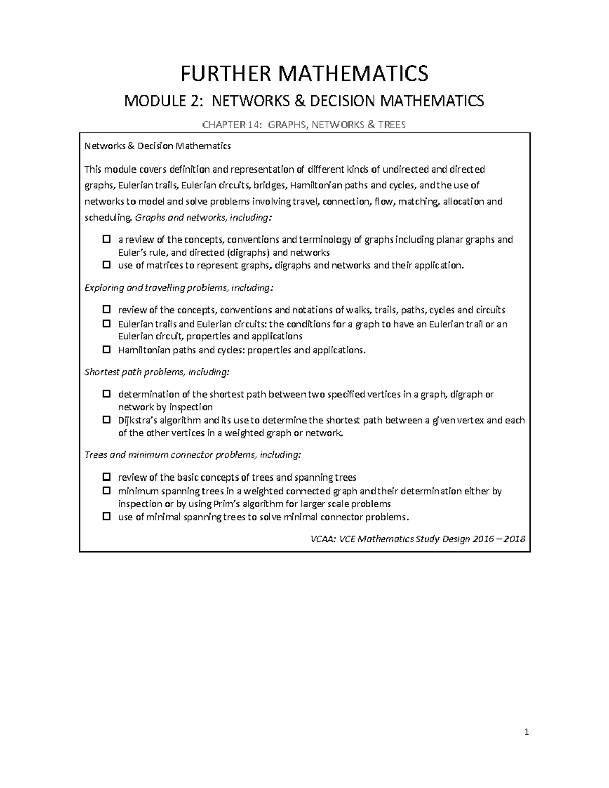 Networks Notes 2020 solutions - FURTHER MATHEMATICS MODULE 2: NETWORKS ...