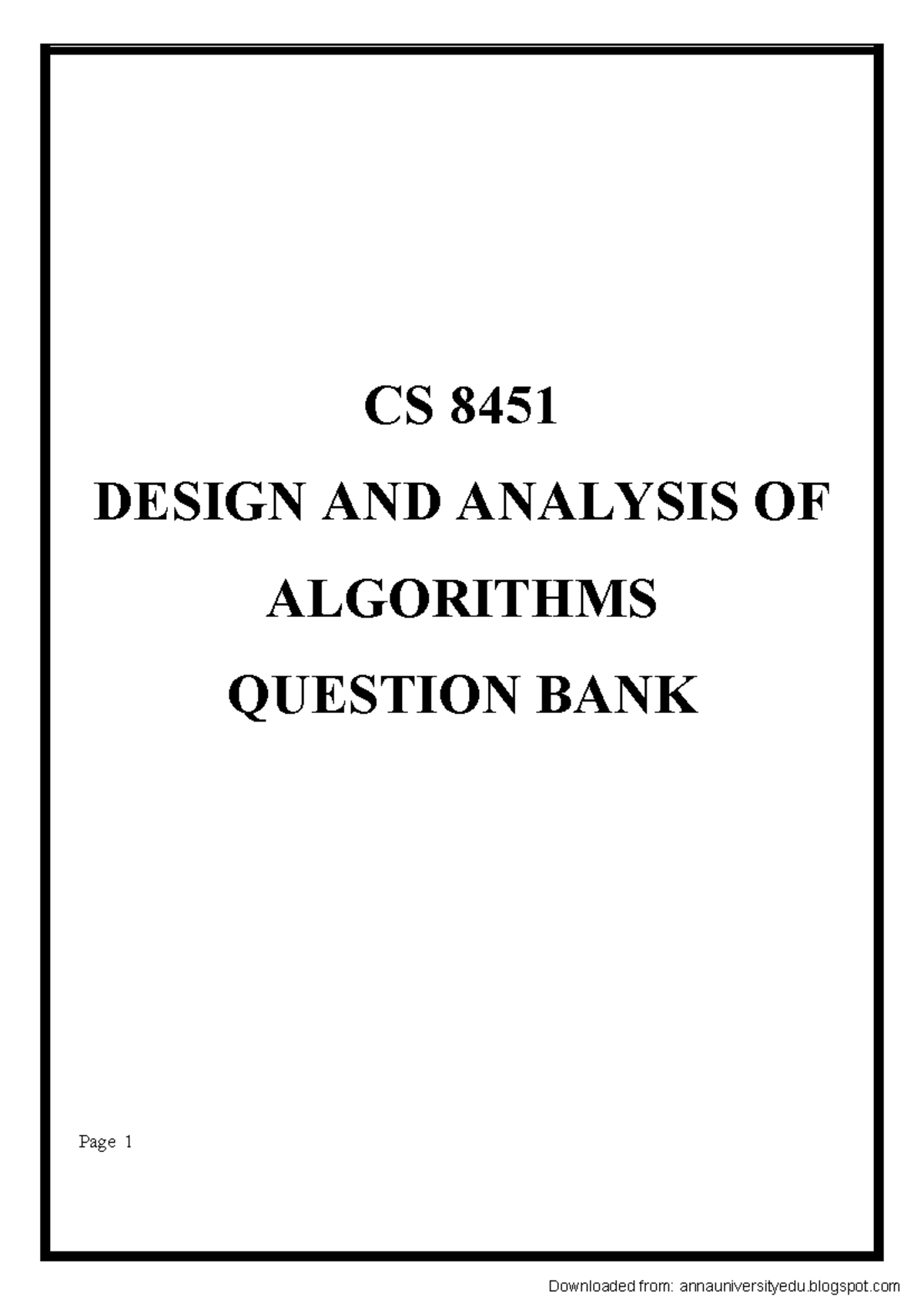 CS8451 Design and Analysis of Algorithms QBank (Downloaded from annauniversityedu.blogspot.com ...