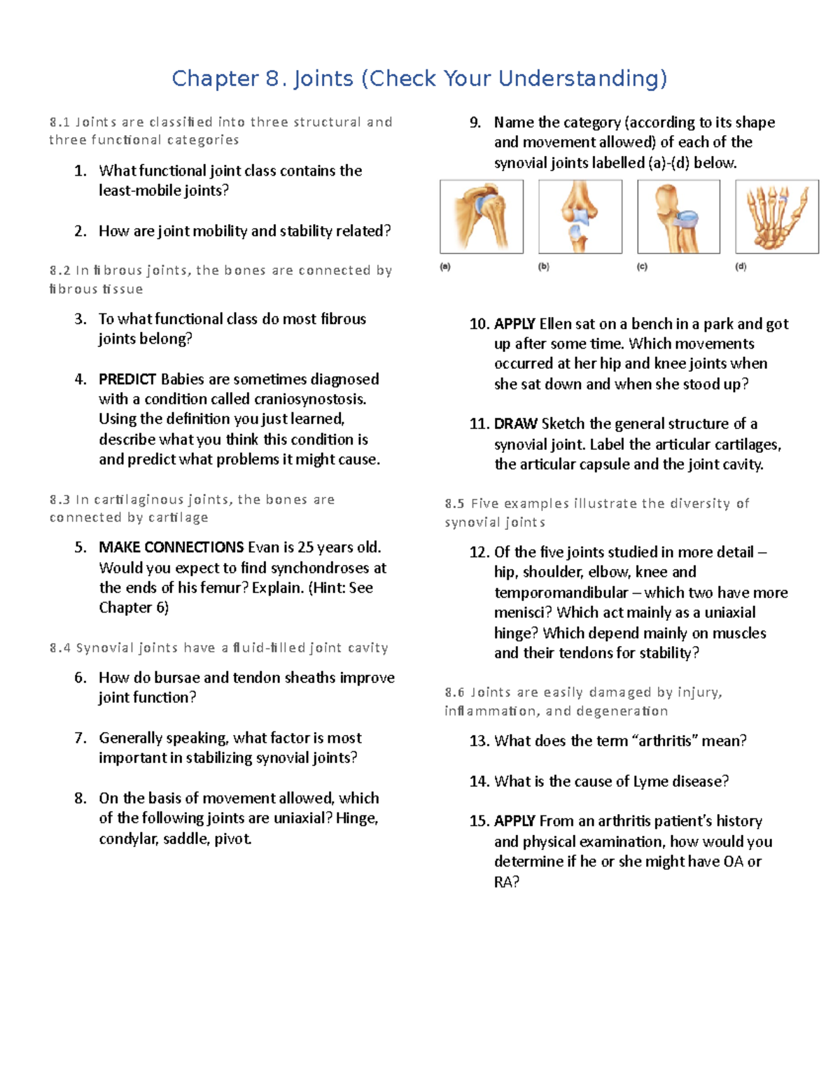 Chapter 8. (Check Your Understanding Questions) - Chapter 8. Joints (Check Your Understanding) 8 ...