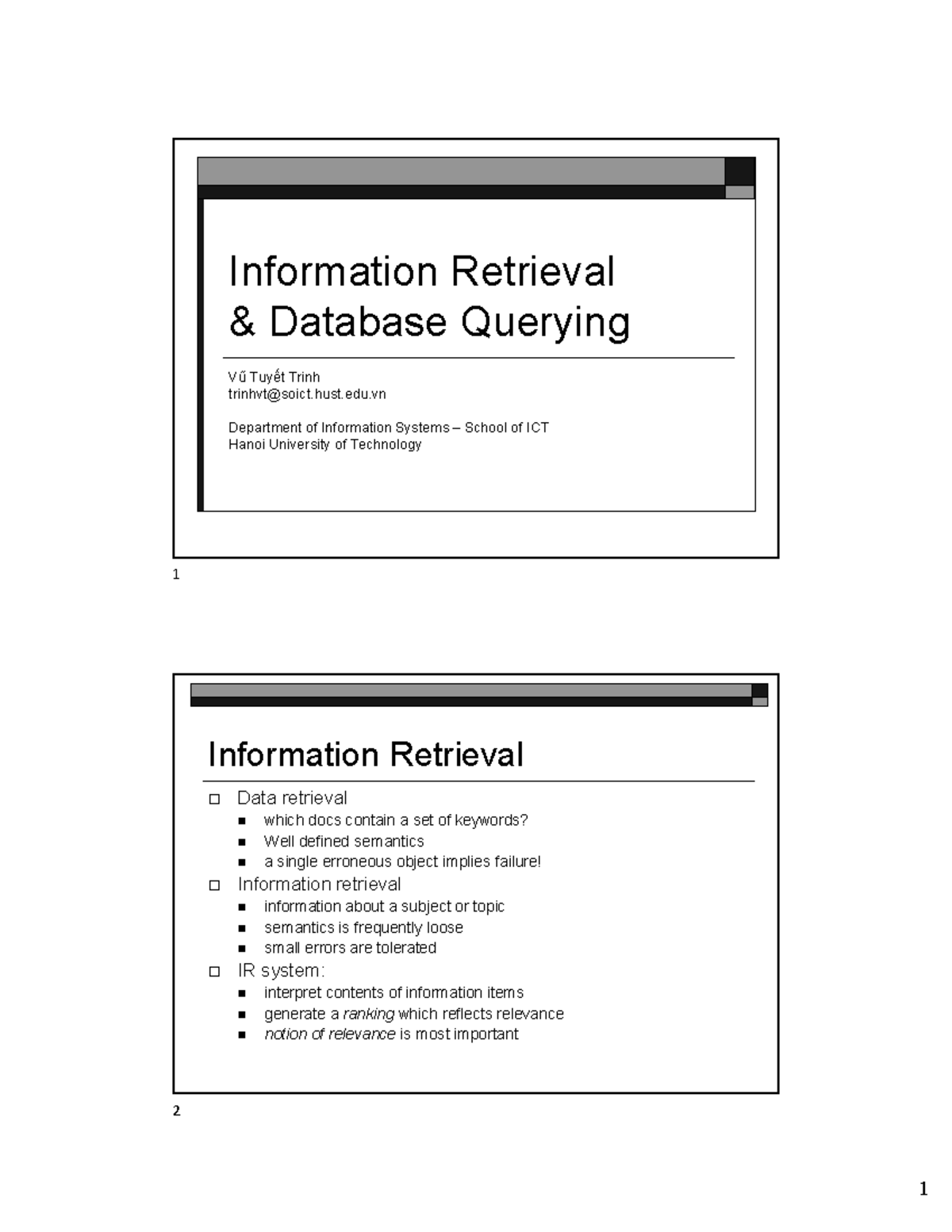 Notes 10 - Data modeling - Information Retrieval & Database Querying Vũ ...