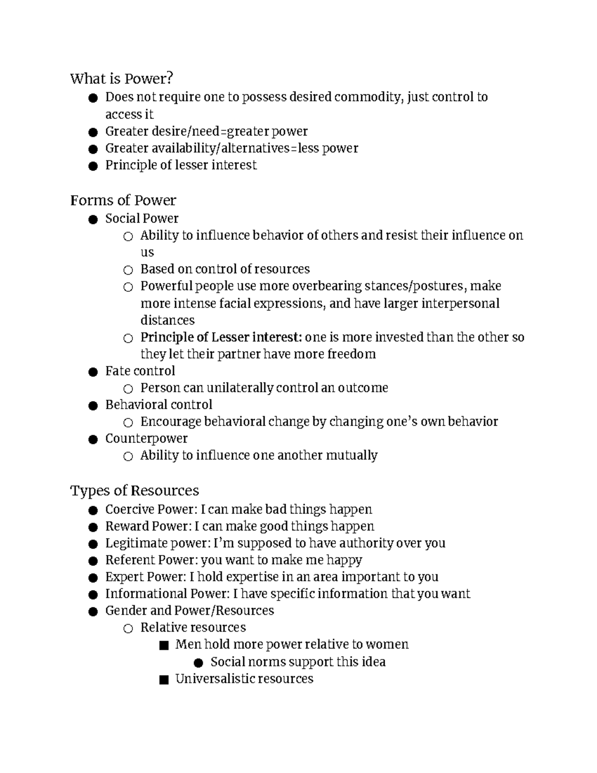 Chapter 12 Power and Violence - What is Power? Does not require one to ...